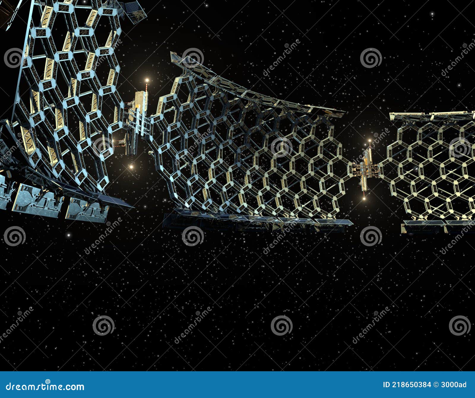 Hexagonal Mesh Spaceship in Deep Space Stock Illustration ...
