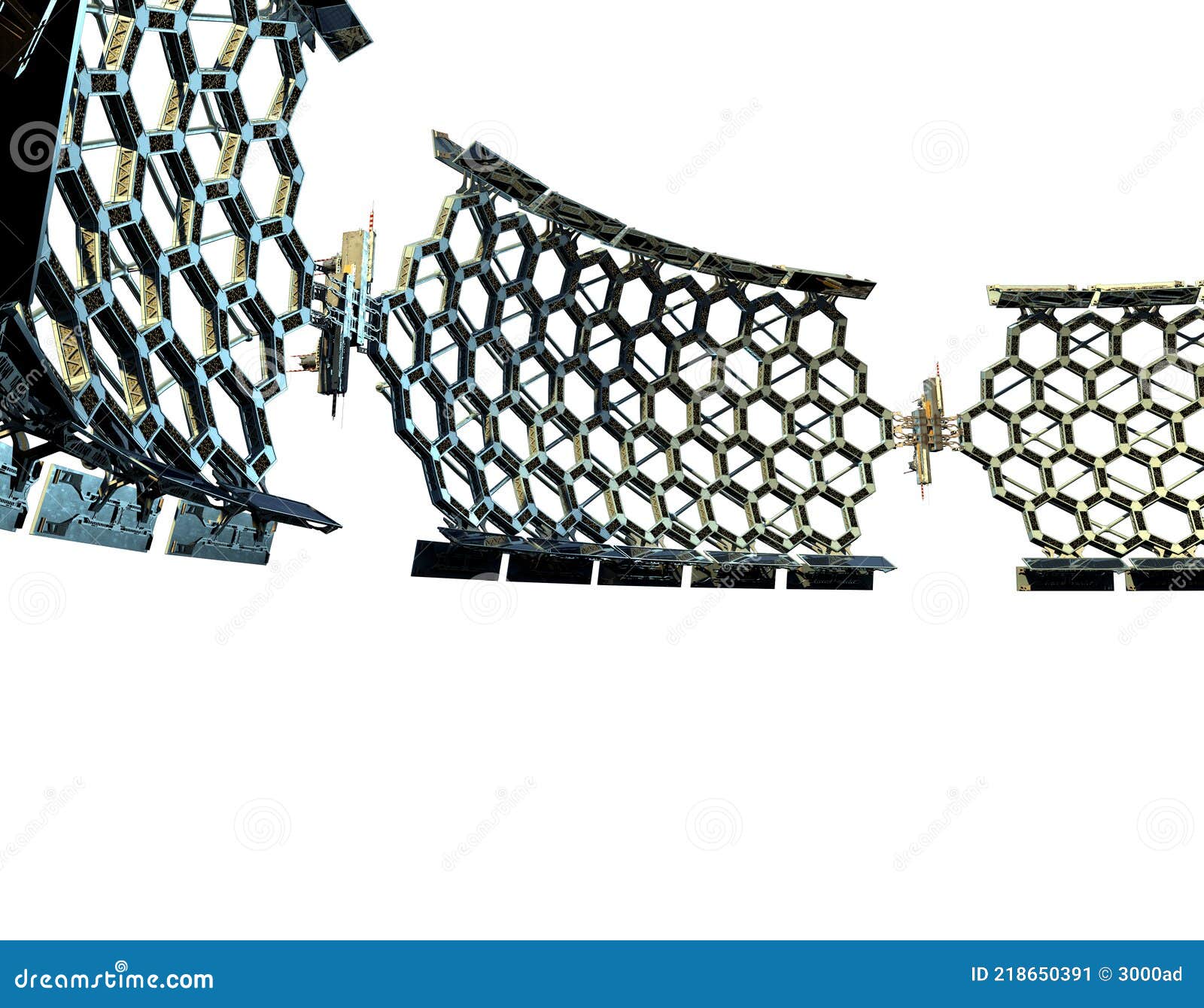 Hexagonal Mesh Spaceship in Deep Space Isolated Stock Illustration ...