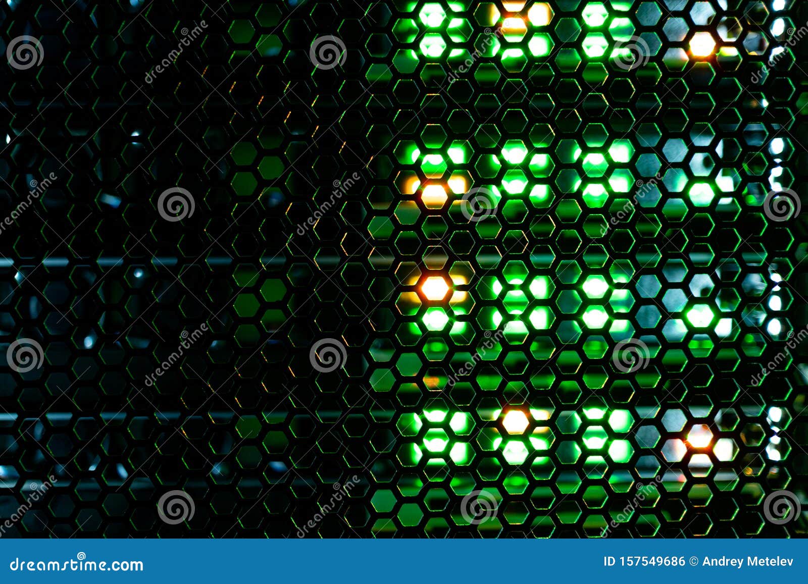 Hexagonal Mesh Texture of Metal Behind Which the Indicator Lights of ...