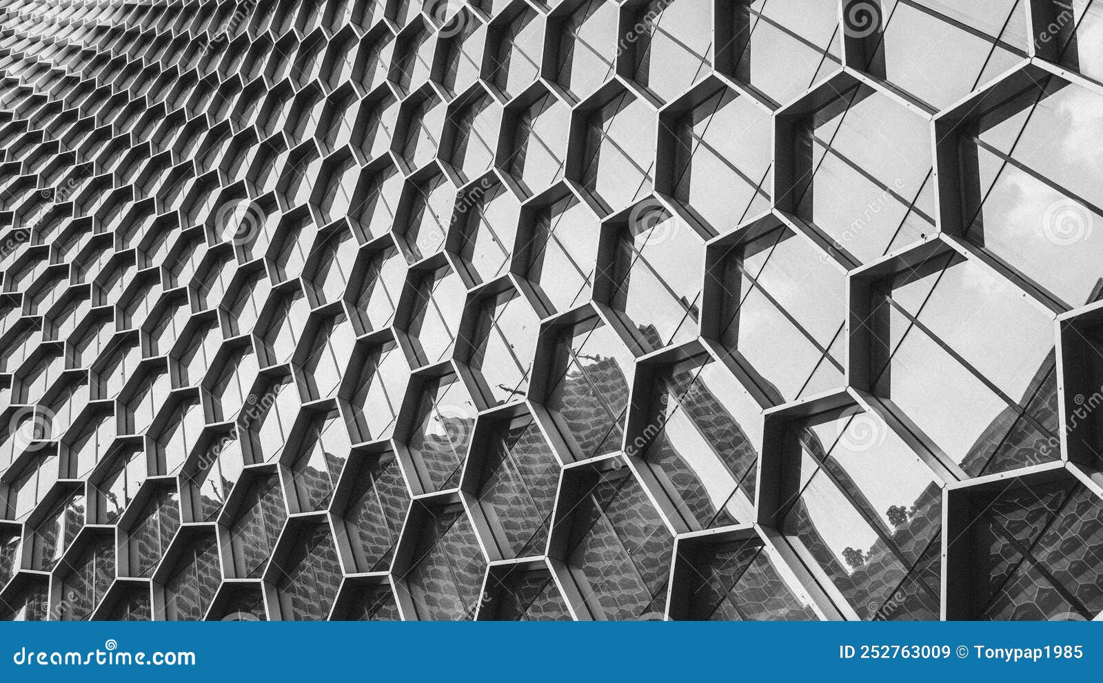 Building Facade in Hexagonal Patterns. Stock Image - Image of cell ...