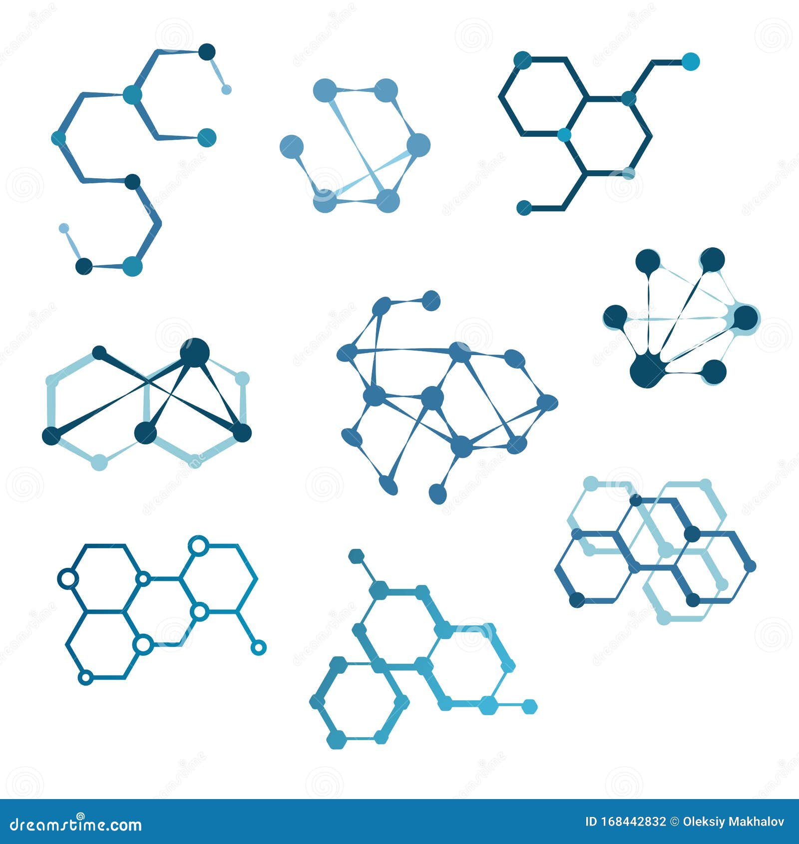 Hexagonal Molecule Badge. Molecular Structure Logo, Molecular Grids and ...