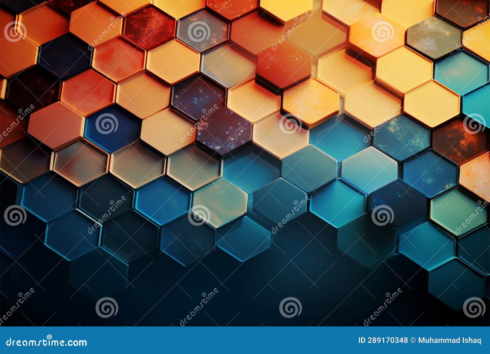Hexagonal Mosaic Forms Captivating Abstract Backdrop with Vibrant Color ...