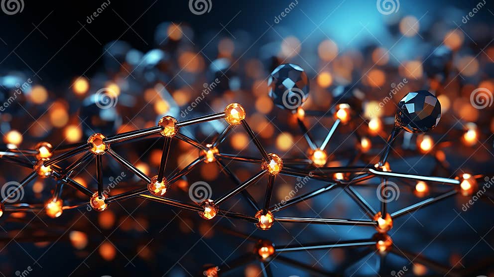Hexagonal Neural network stock illustration. Illustration of wave ...