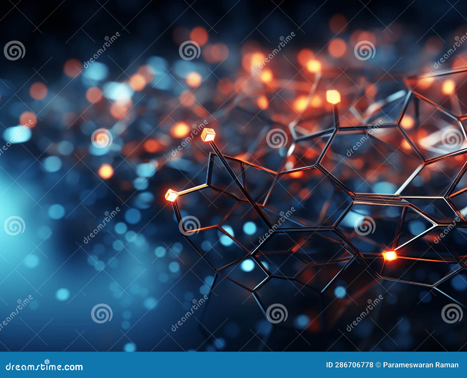 Hexagonal Neural network stock illustration. Illustration of concept ...
