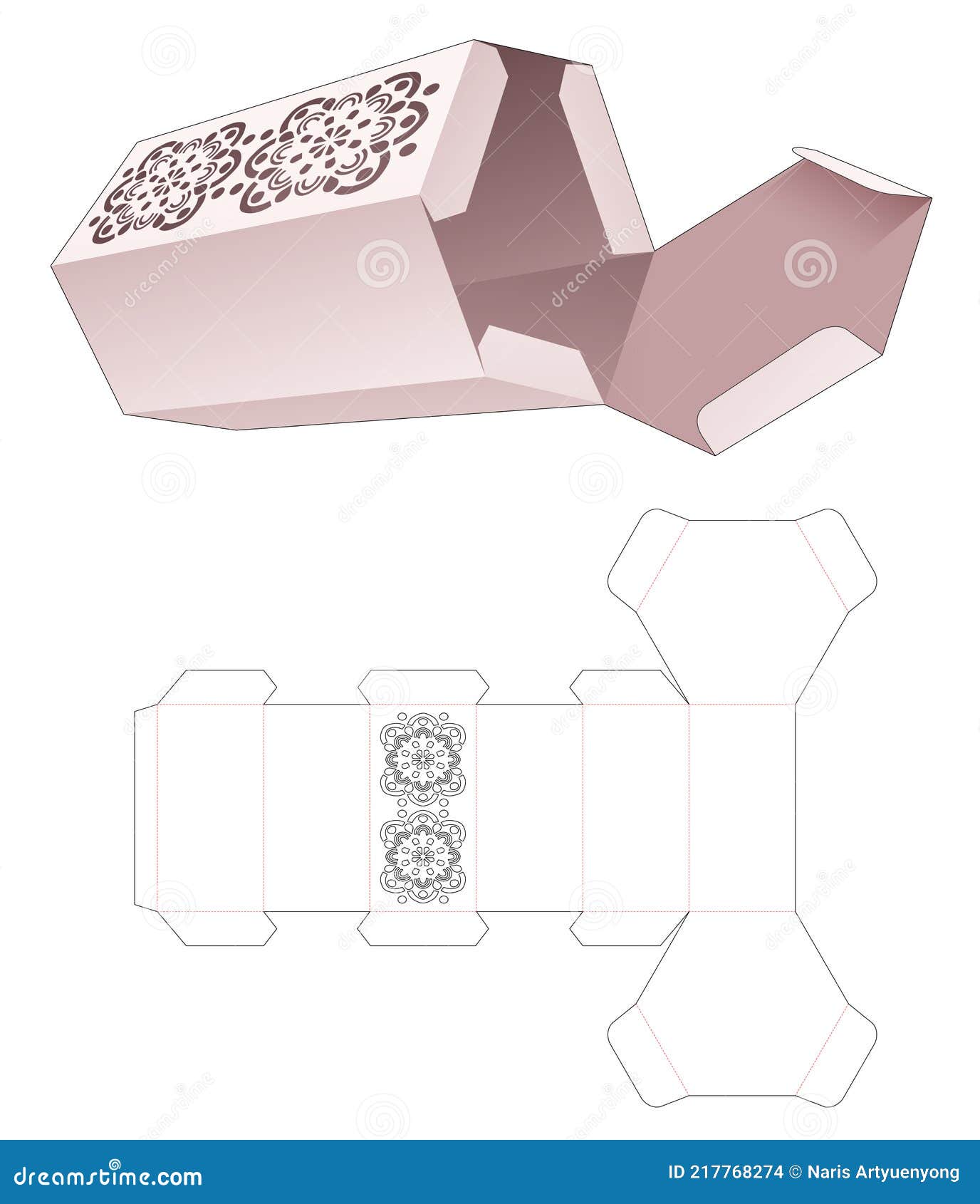 Hexagonal Packaging Box With With Zipping Die Cut Template Vector ...