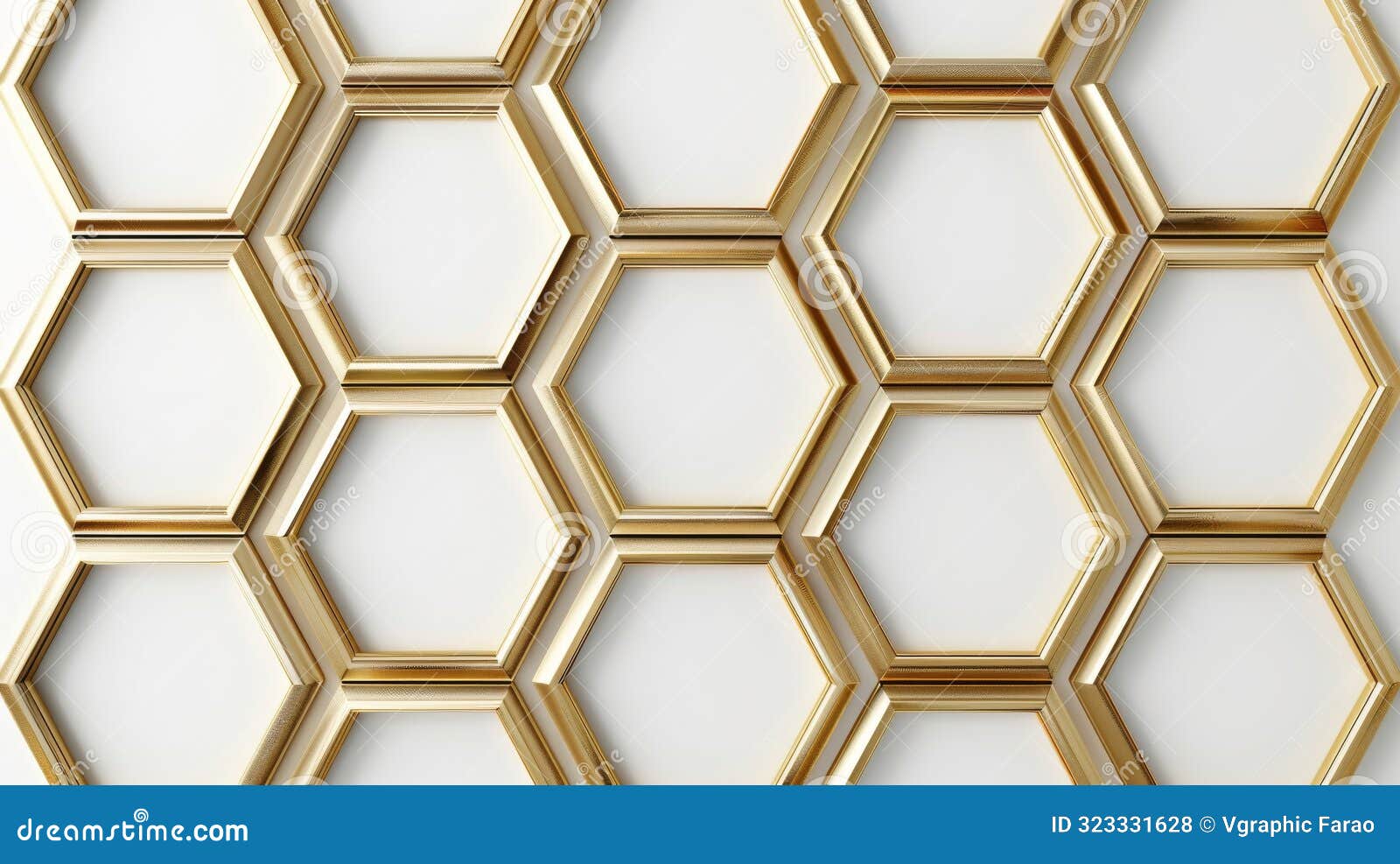 Hexagonal Pattern with Golden Borders on White Background Stock Photo ...