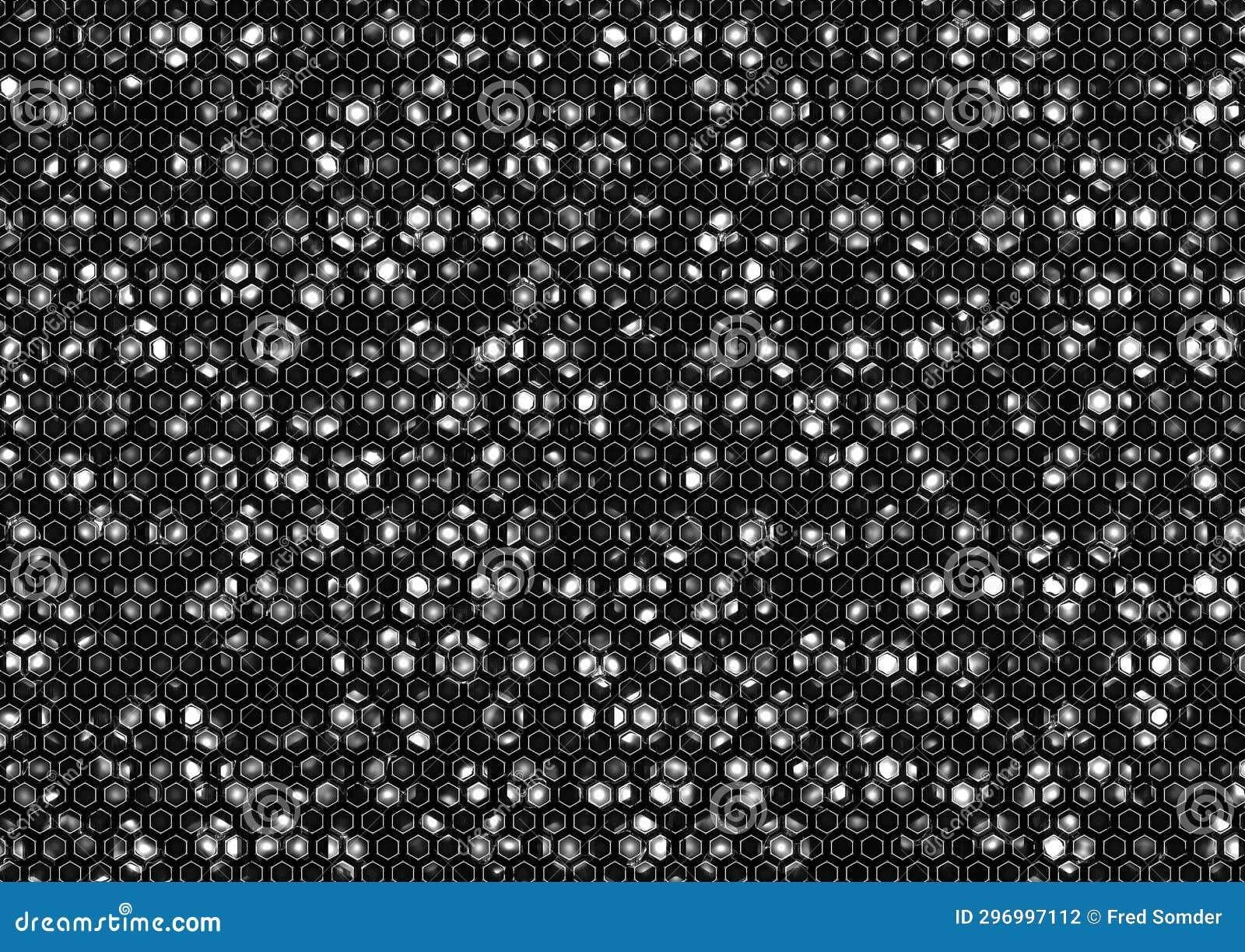 Hexagonal Pattern with Grid of White Light Dots Stock Illustration ...