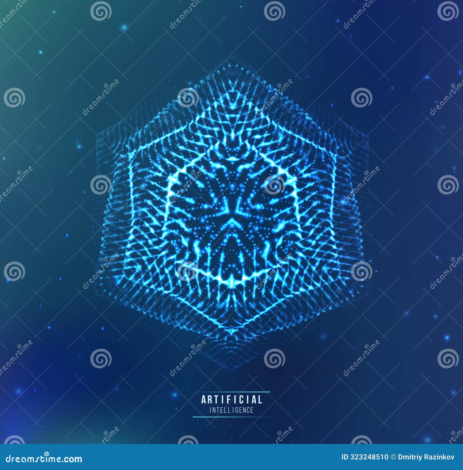 Hexagonal AI Digital Network Stock Vector - Illustration of virtual ...