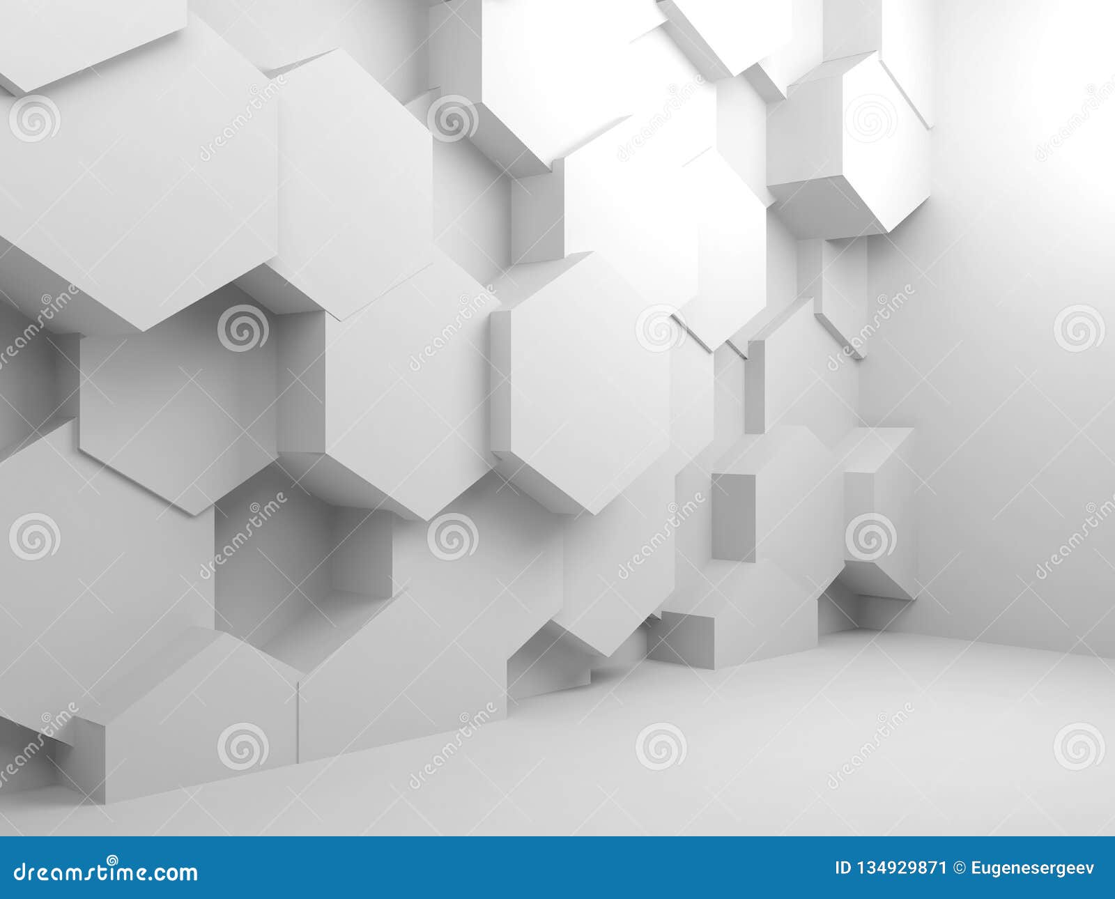 Hexagonal Pattern on Wall, 3d Render Stock Illustration - Illustration ...