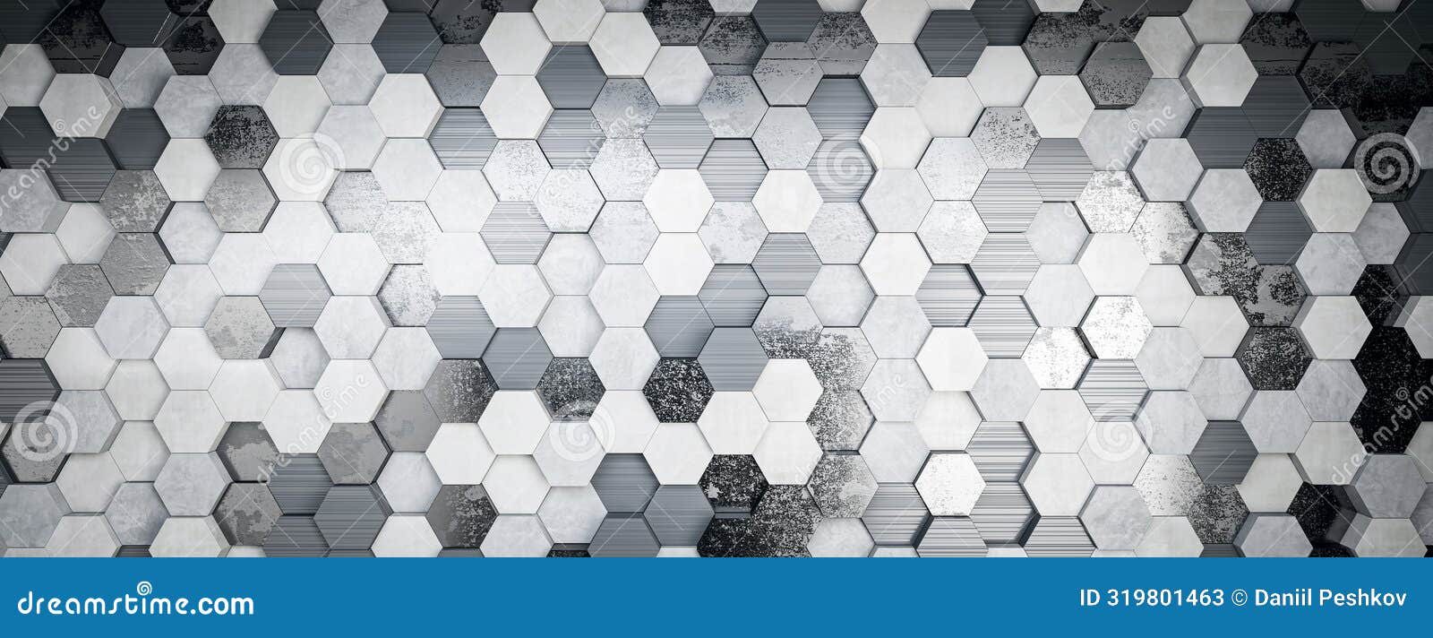 A Hexagonal Patterned Wall Design in Grayscale, Featuring a Modern ...