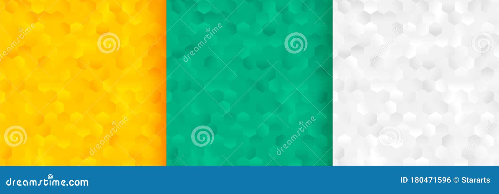 Hexagonal Patterns Background Set In Three Colors Vector Illustration ...