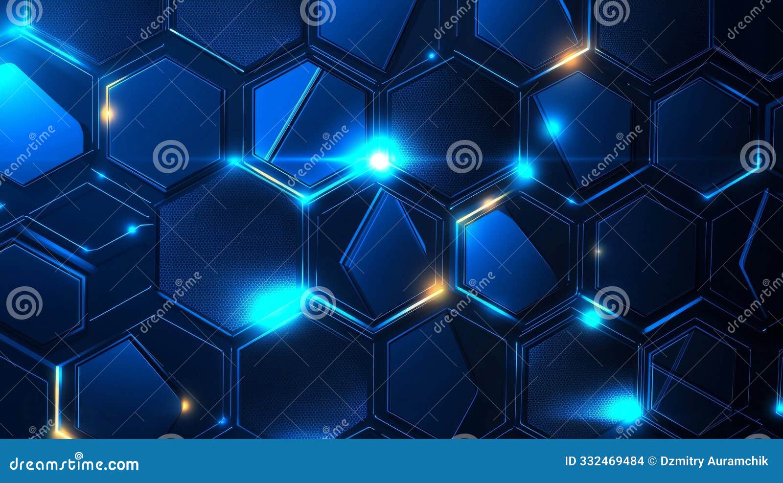 Hexagonal Patterns with Futuristic Surface Concept Create an Abstract ...