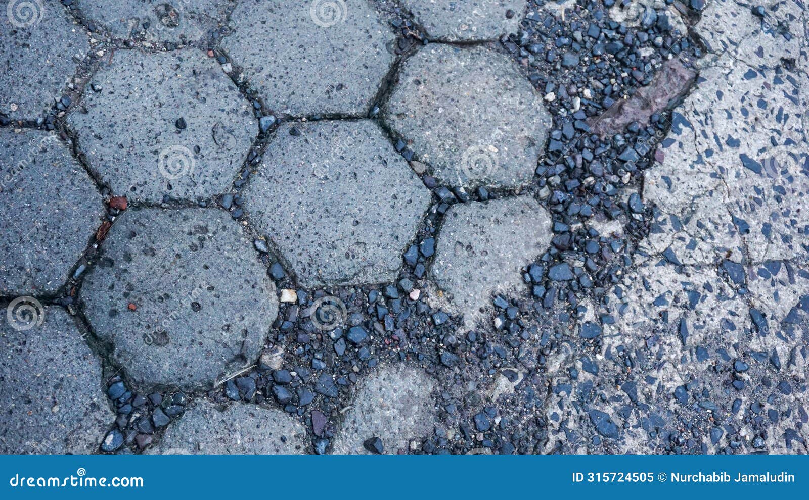Hexagonal Paving Stones and Pebbles Stock Image - Image of street ...