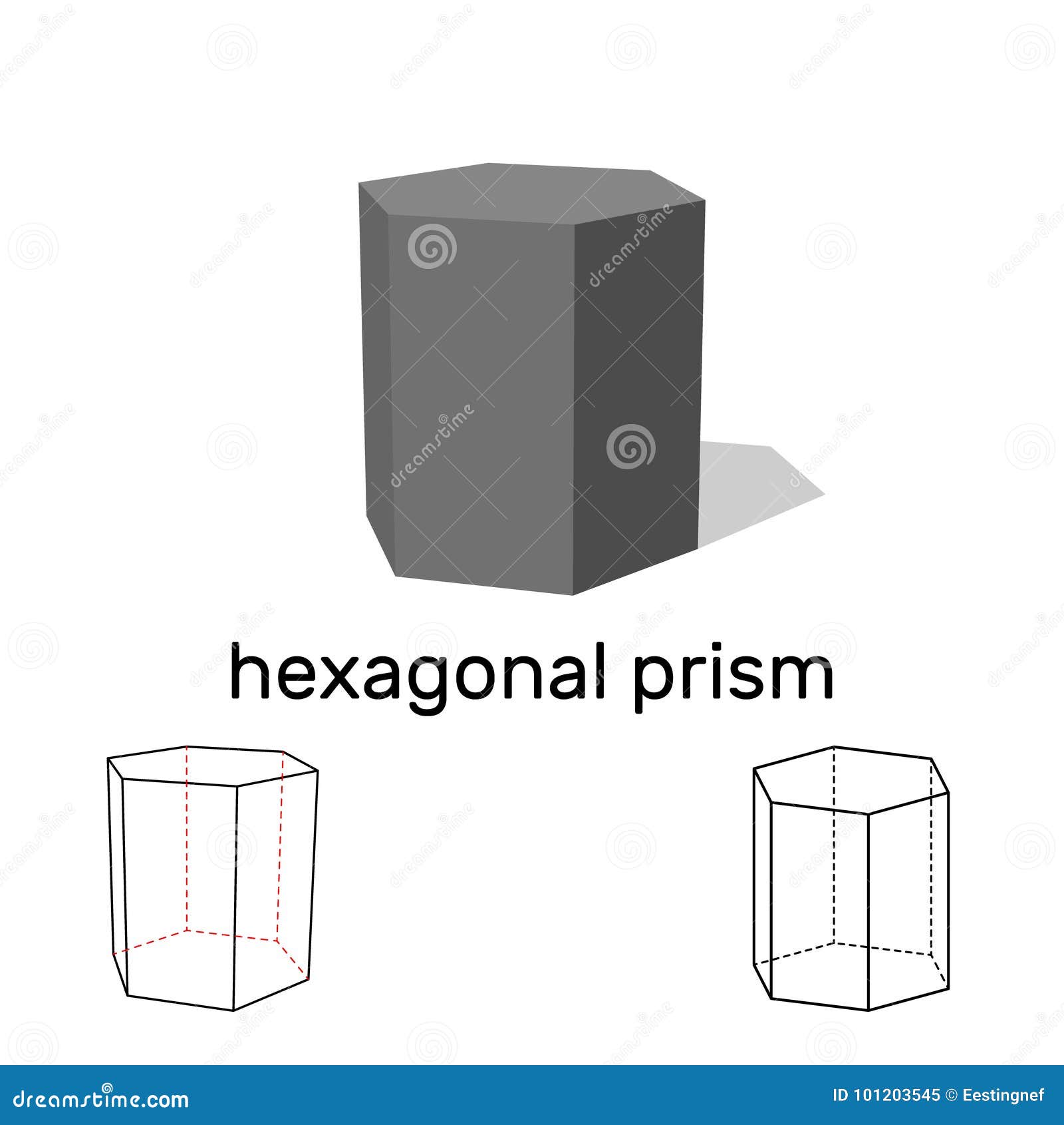 Hexagonal Prism. Geometric Shape. Isolated On White Background. Stock ...