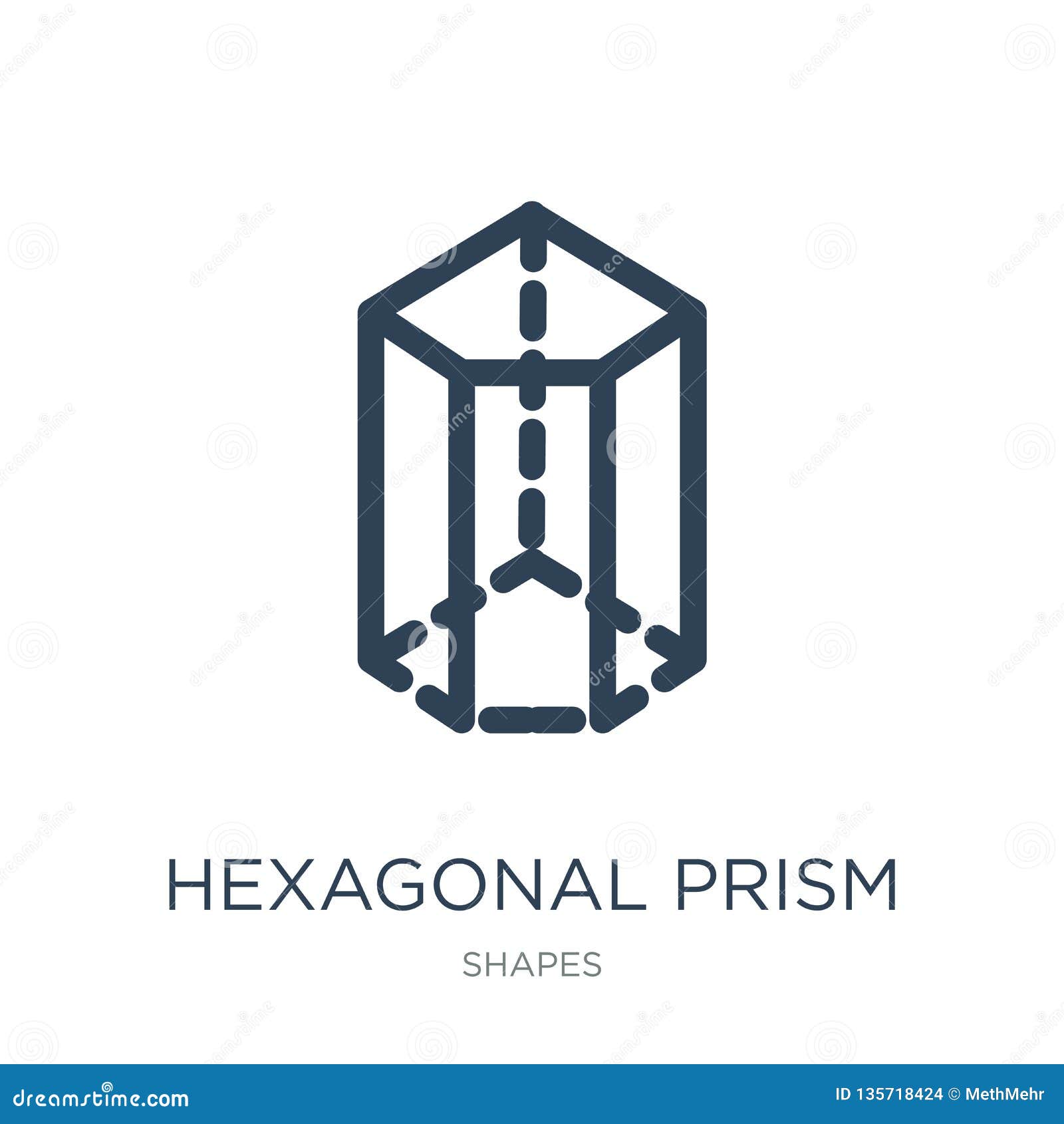 Hexagonal Prism Icon in Trendy Design Style. Hexagonal Prism Icon ...
