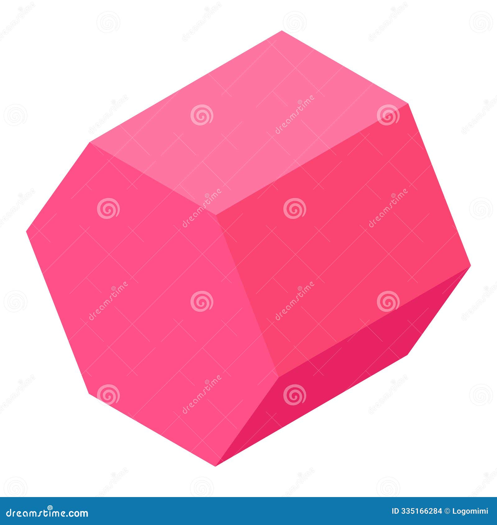Hexagonal Prism Vector Illustration, 6 Sided Prism Basic 3d Geometric ...