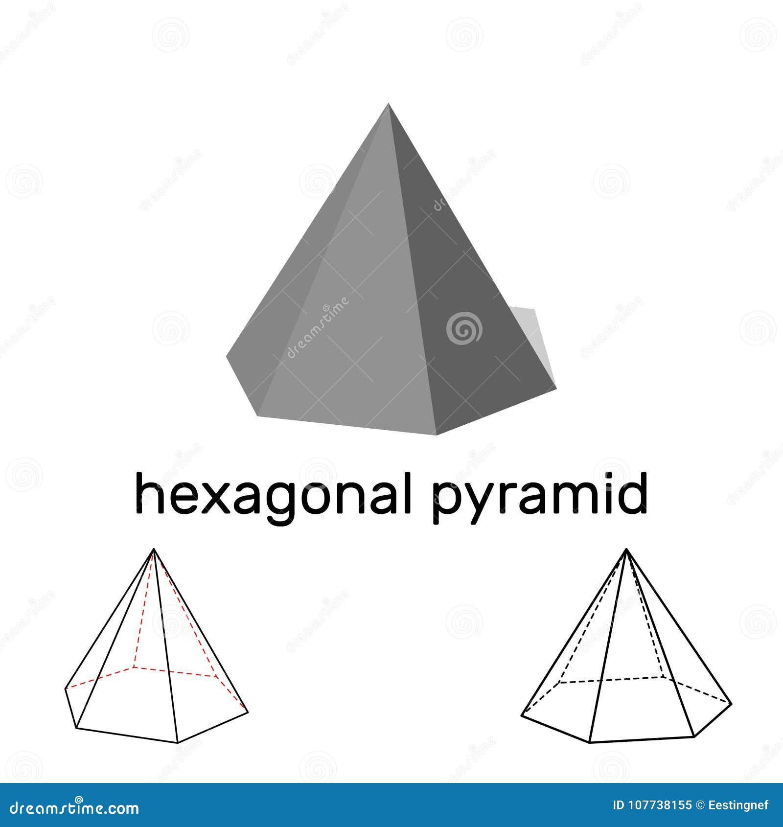 Hexagonal Pyramid. Geometric Shape Stock Vector - Illustration of shape ...