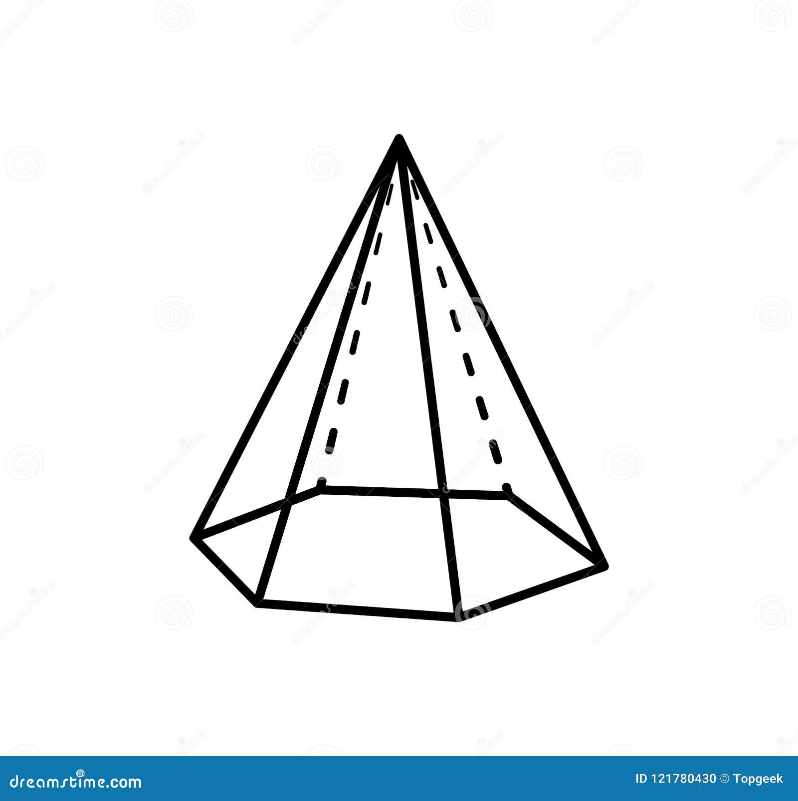 Hexaconal Pyramid Geometric Shape in Black Color Stock Vector ...