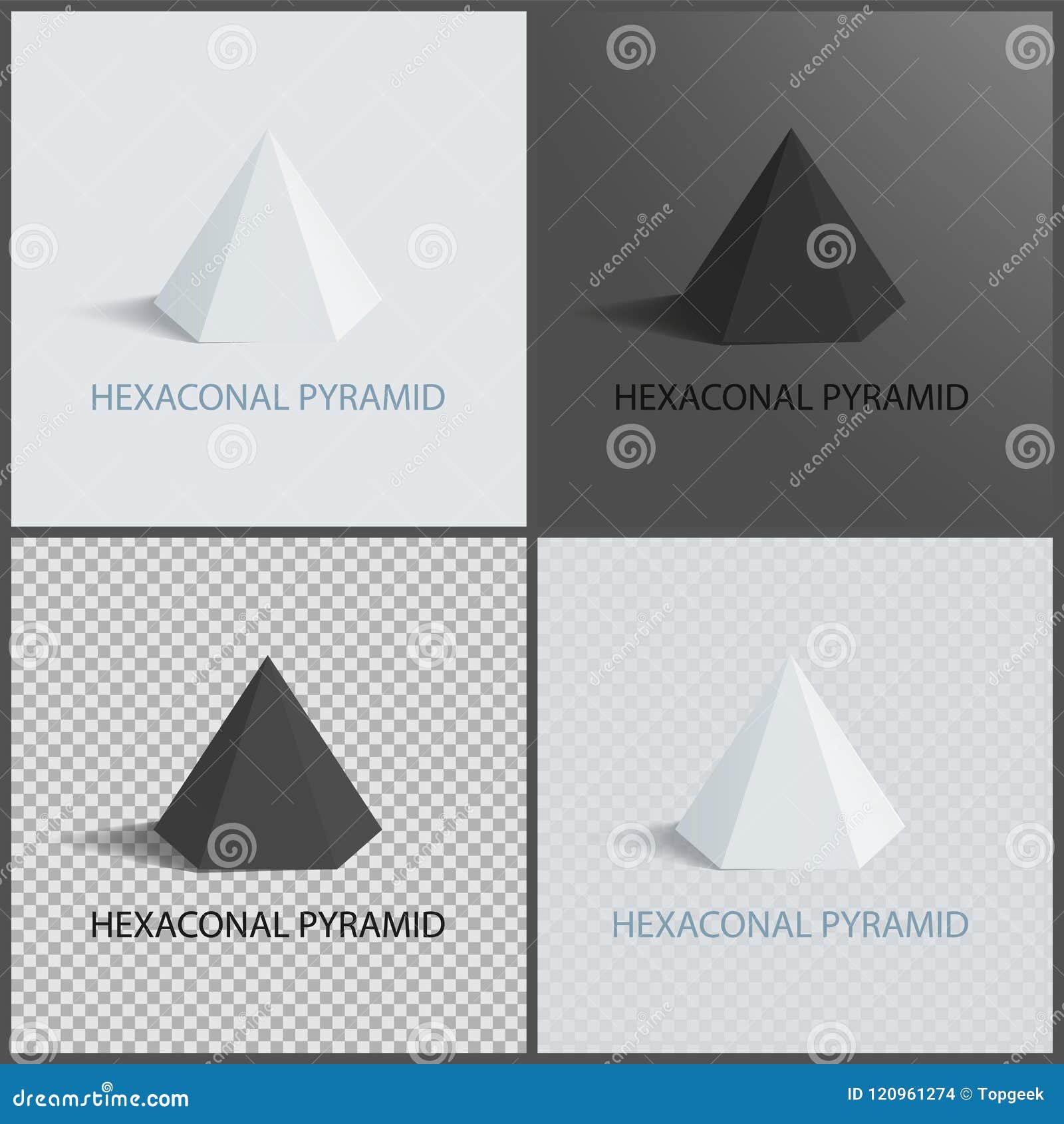 Hexagonal Pyramid on Dark Light and Transparent Stock Vector ...
