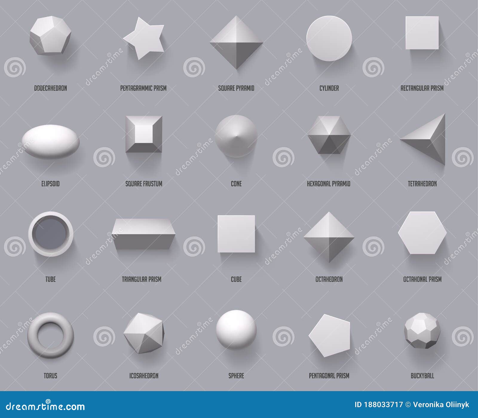 Hexagonal Realistic 3D Shapes. Basic Geometric Shapes, Math 3d Figure ...
