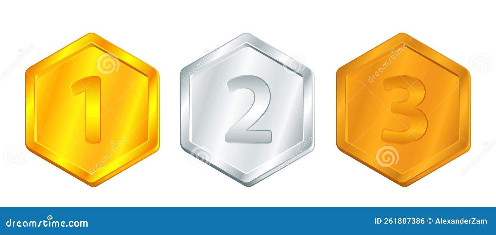 Hexagonal reward symbols stock vector. Illustration of design - 261807386