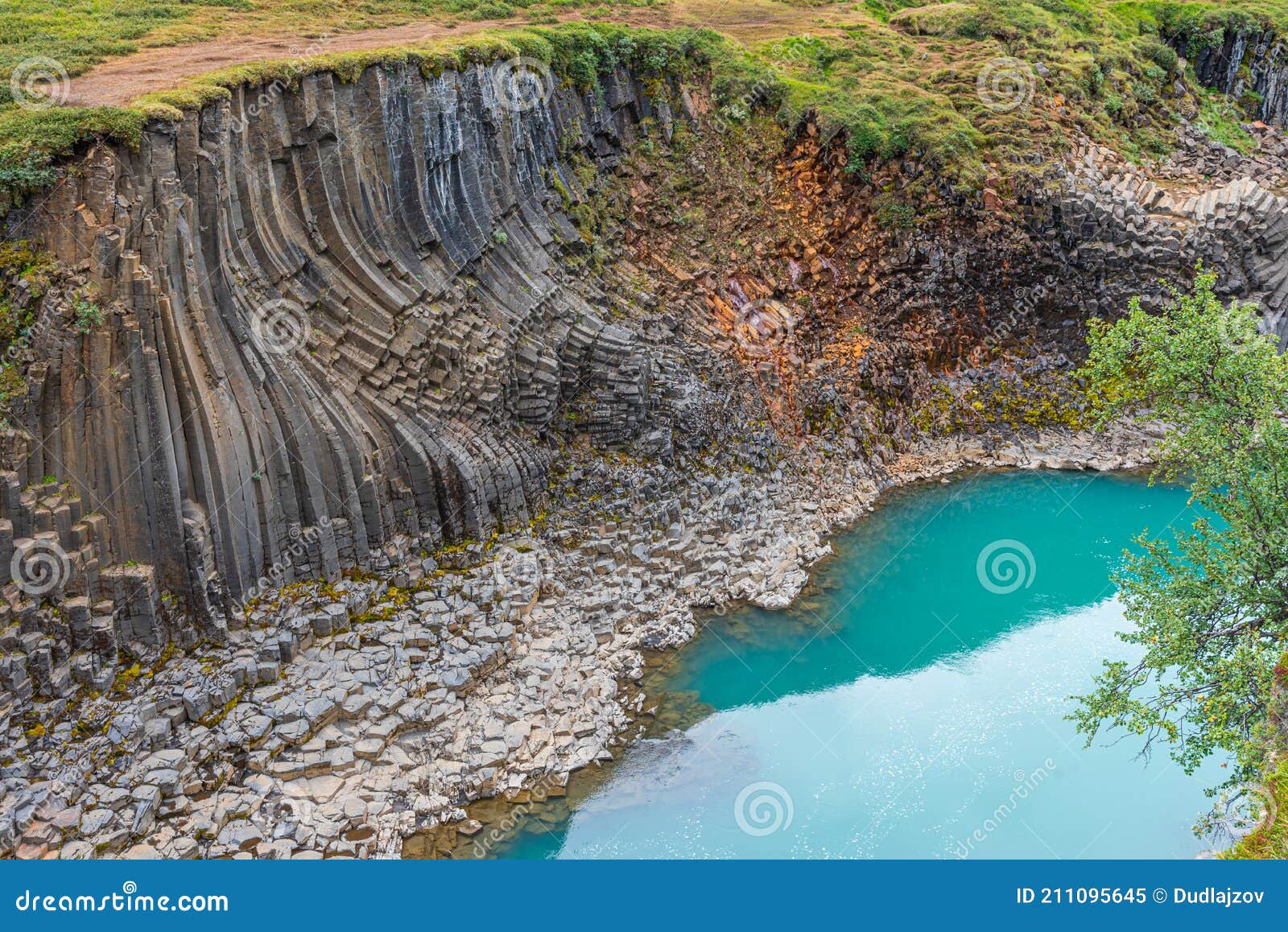 Hexagonal Rocks at Studlagil Canyon on Iceland Stock Image - Image of ...