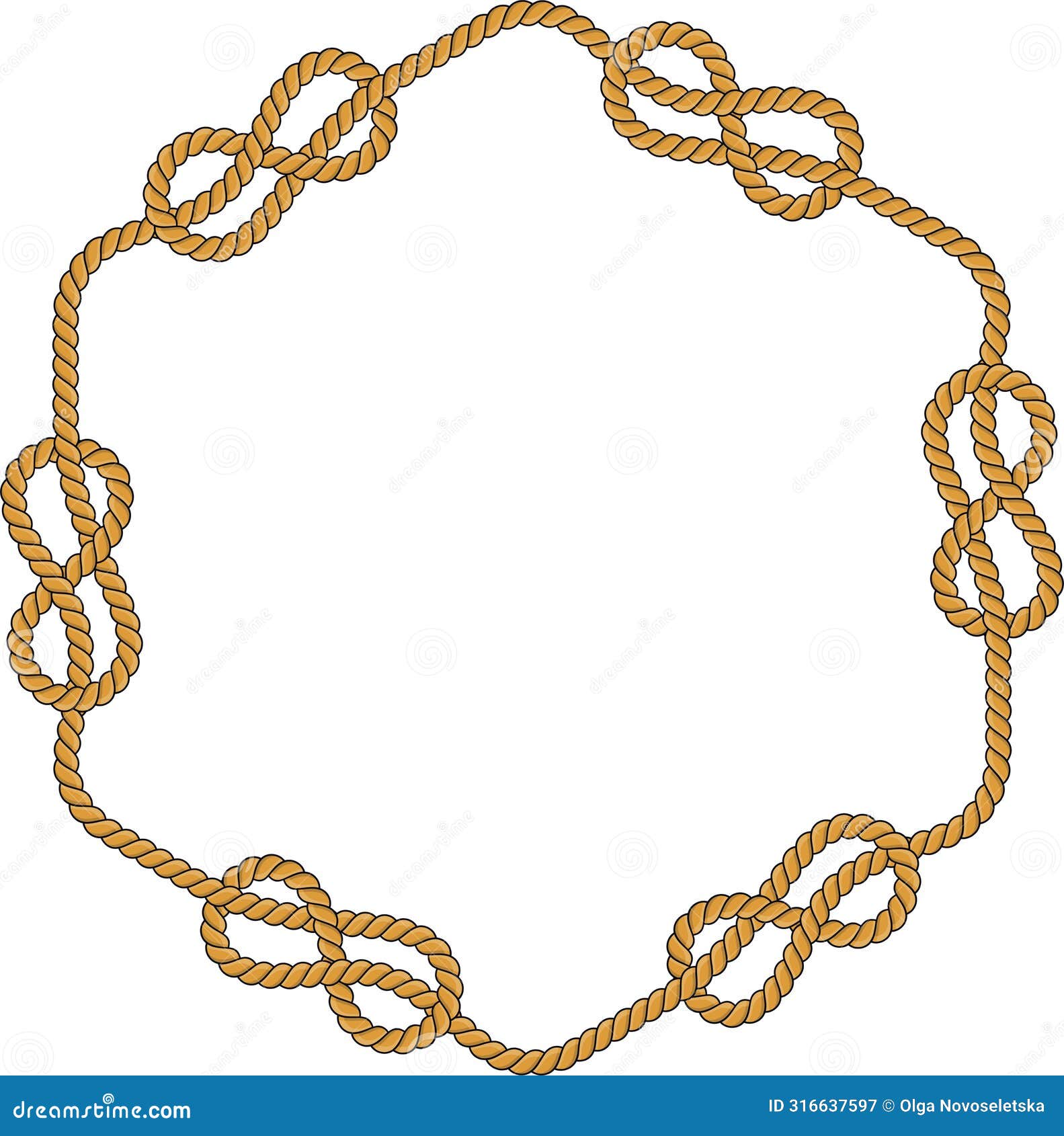 Hexagonal Rope Frame Isolated on White Background. Twisted Cord. Stock ...