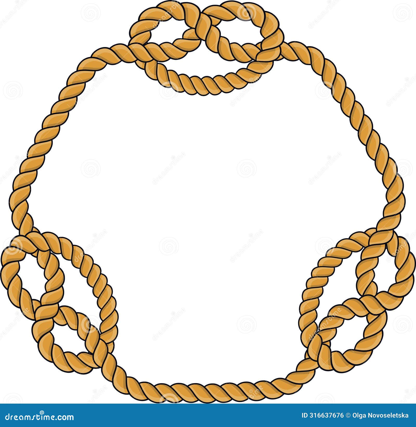 Hexagonal Rope Frame Isolated on White Background. Twisted Cord. Stock ...