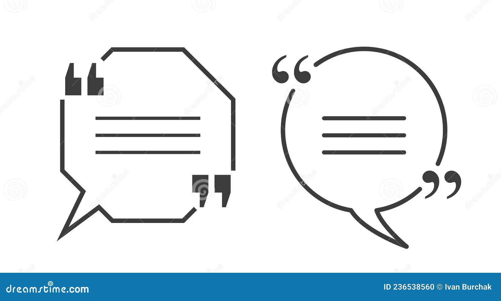 Hexagonal and Round Quote Icons. Empty Text Boxes. Isolated Vector ...