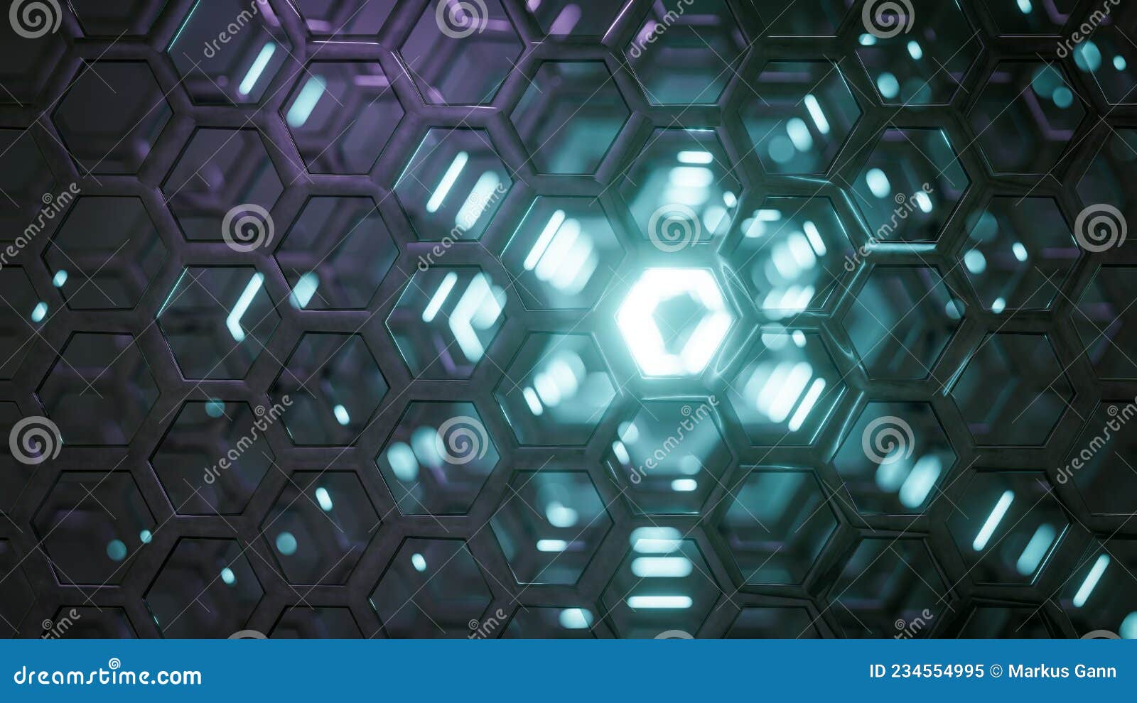 Hexagonal Science Fiction Light Reflections Background Stock Image ...