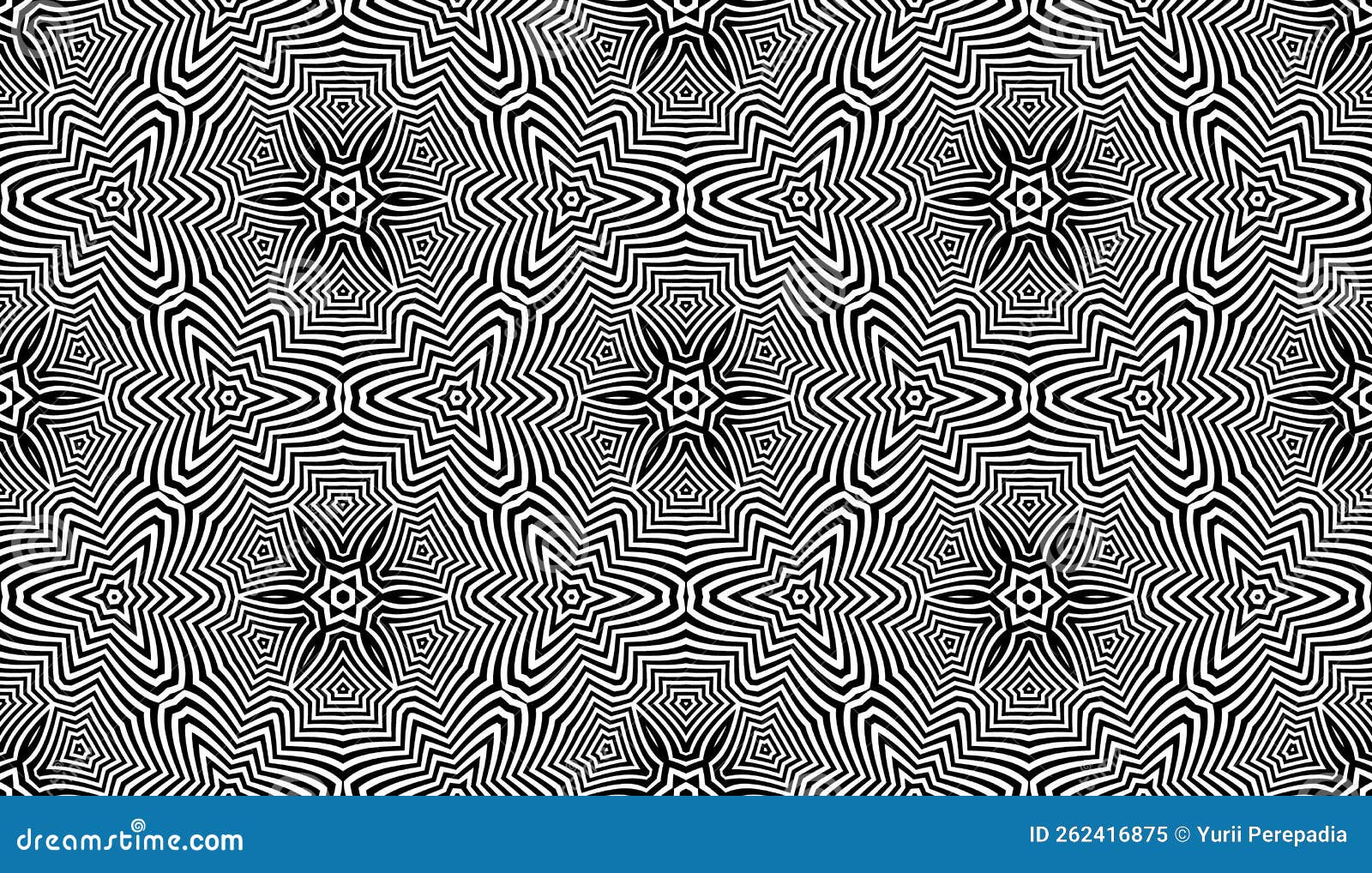 Hexagonal Seamless Pattern of Black Lines and Shapes. Pulsating Repeatable Texture in Optical ...