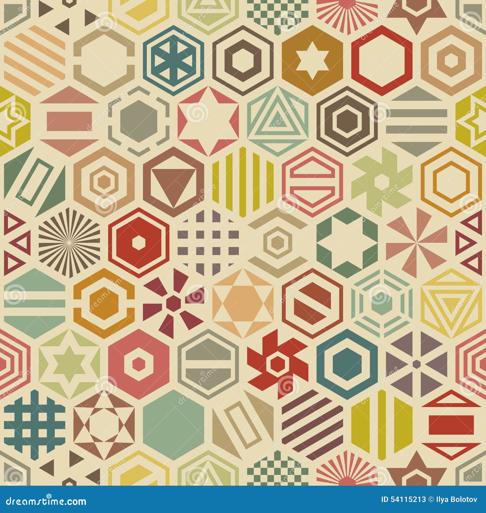 Hexagonal seamless pattern stock vector. Illustration of circle - 54115213