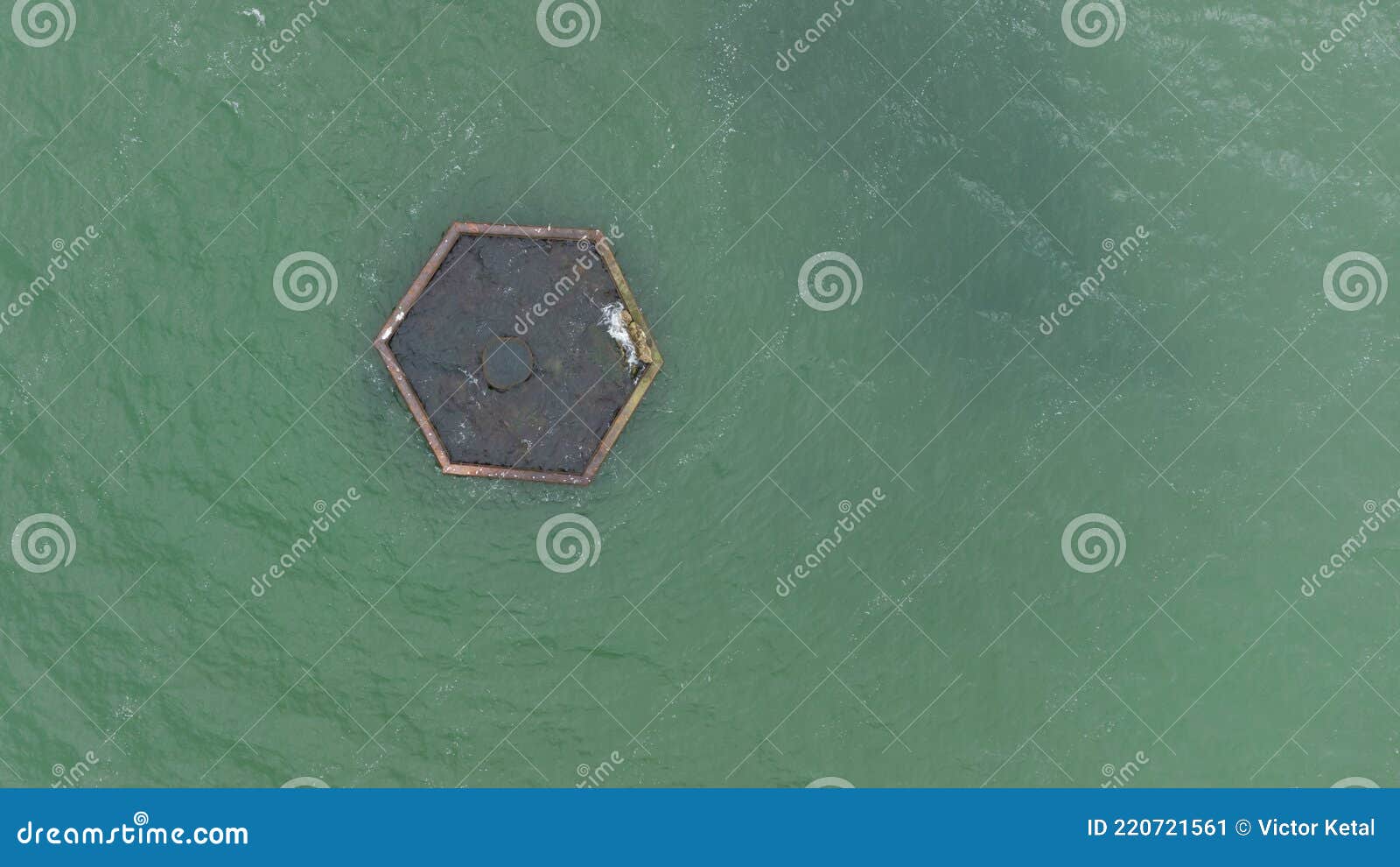 Hexagonal Seawater Pipe Intake. Aerial View Stock Image - Image of ...