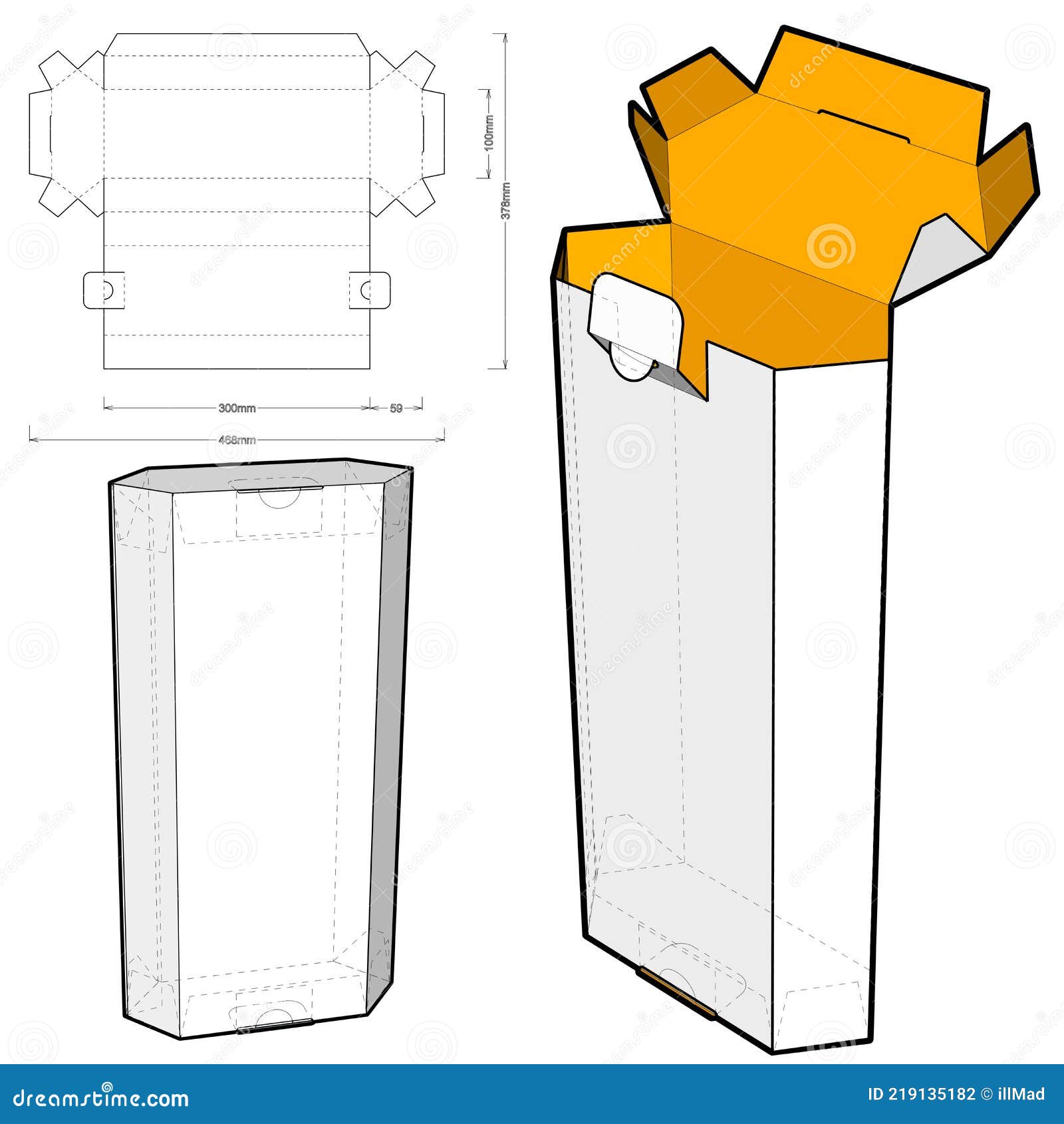 Hexagonal Self Assembly Packaging and Die-cut Pattern. Stock Vector ...