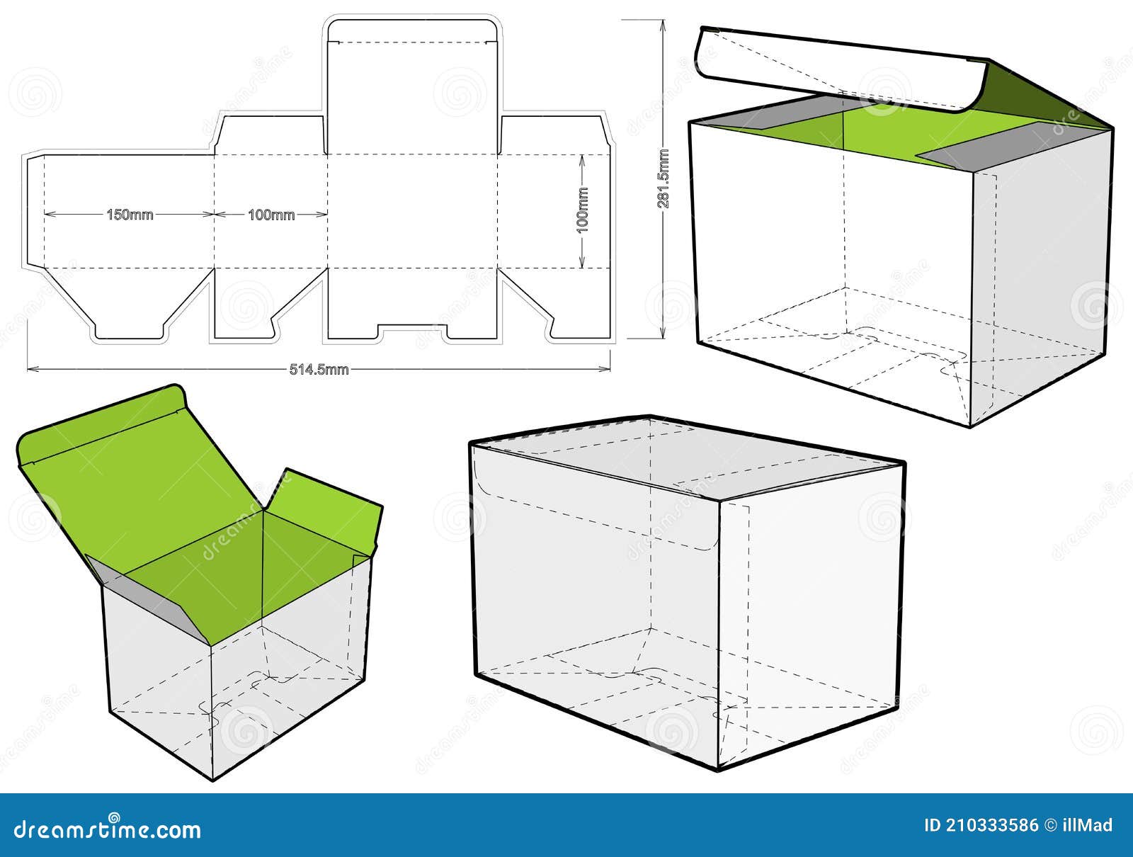 Hexagonal Self Assembly Packaging and Die-cut Pattern. Stock Vector ...