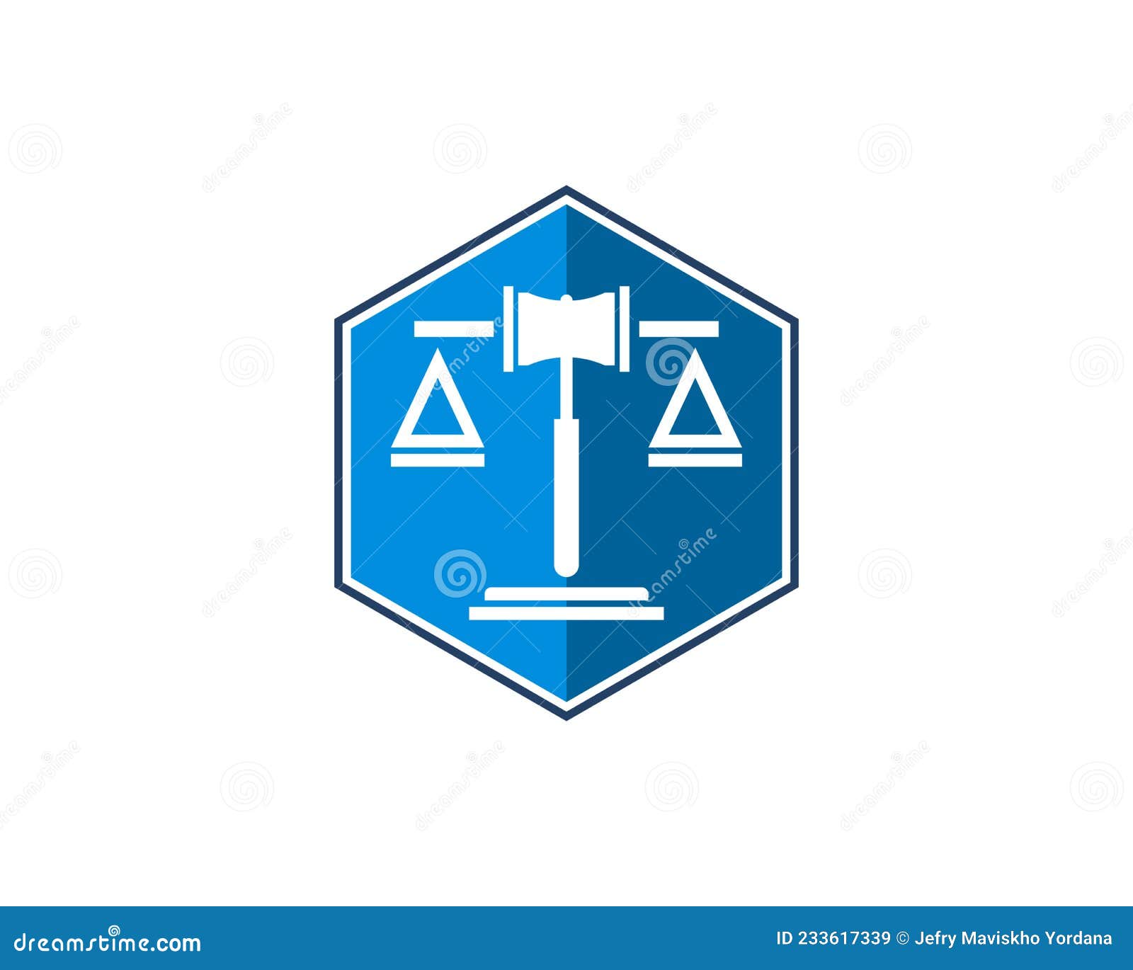 Hexagonal Shape with Law Scale and Hammer Inside Stock Vector ...