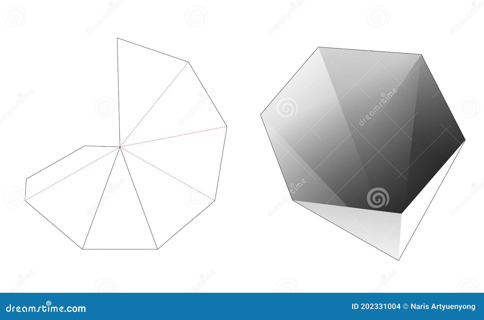 Hexagonal Shaped Pylon Bowl Die Cut Template Stock Vector ...
