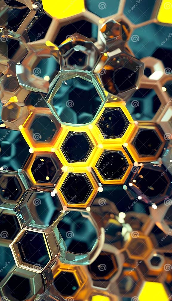 Intricate Patterns of Hexagonal Structures Glowing in a Modern Abstract Design Setting Stock ...