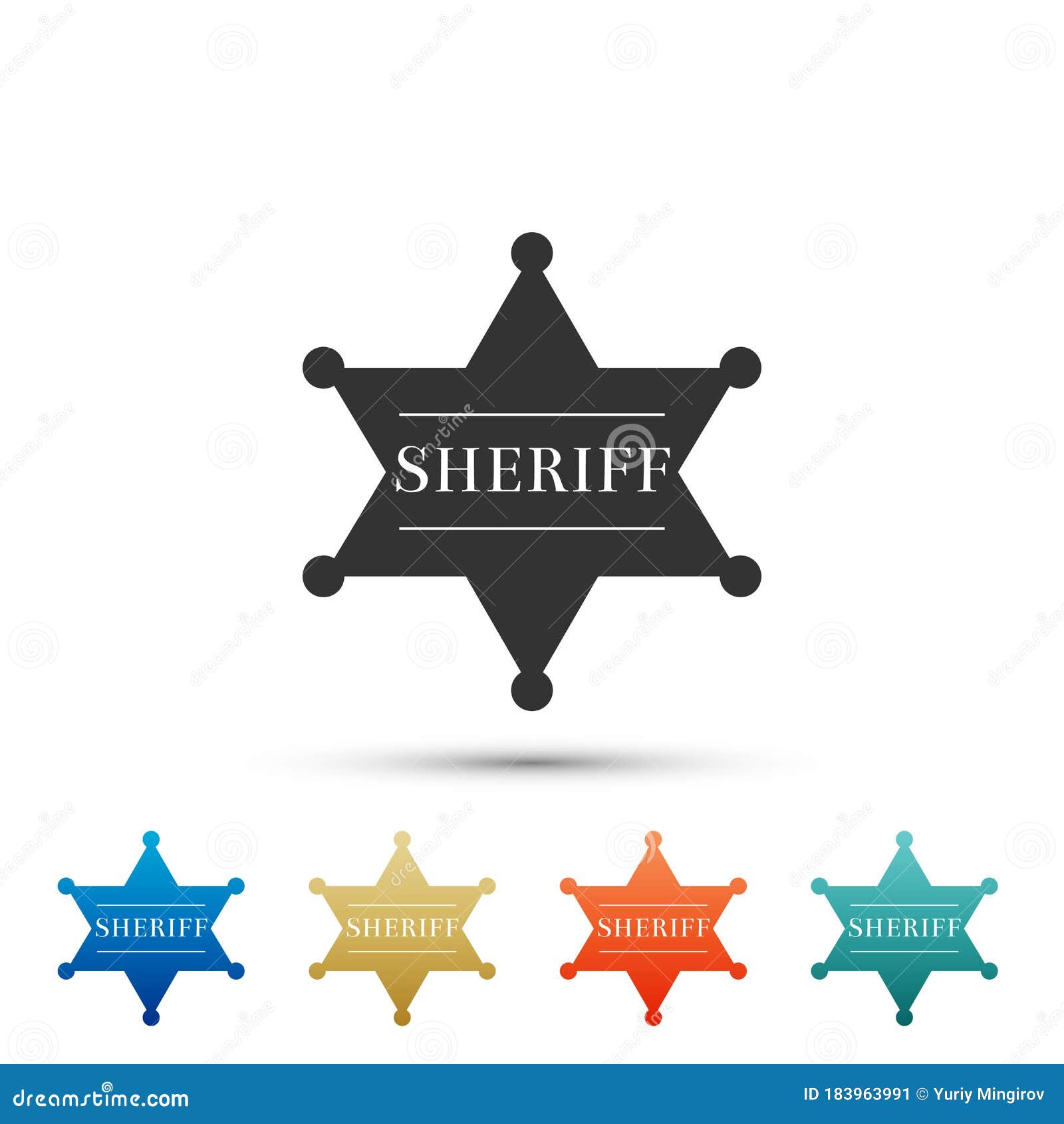 Hexagonal Sheriff Star Icon Isolated on White Background. Sheriff Badge ...