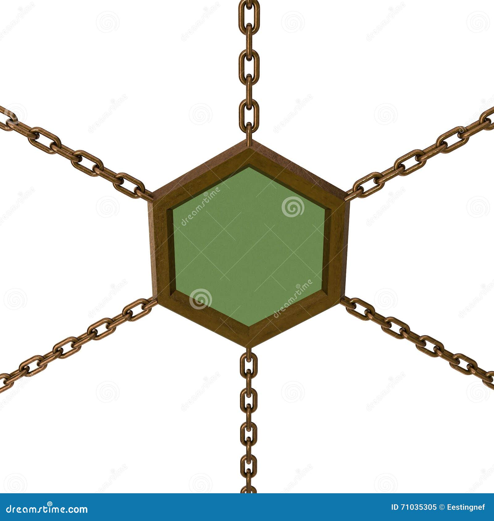 Hexagonal Signboard with Metallic Border Hanging on Chain. Stock ...
