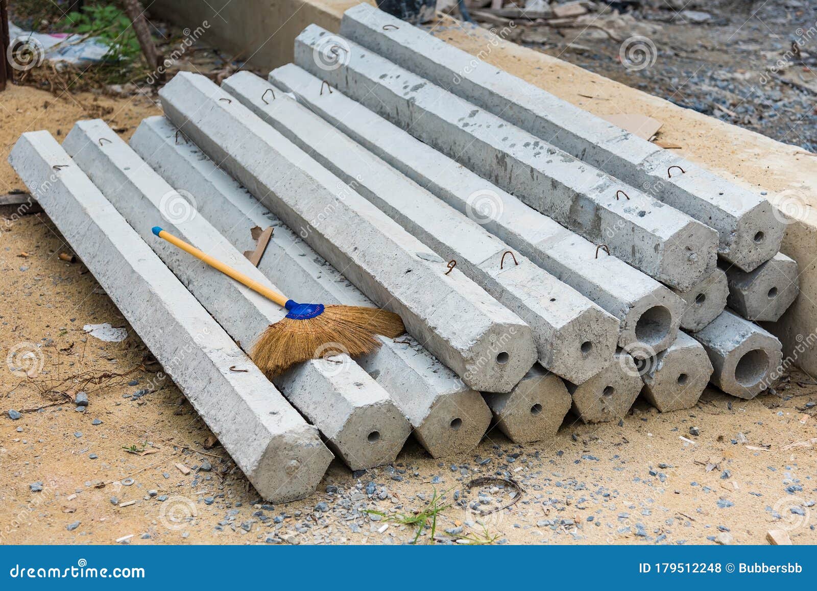 Hexagonal Small Foundation Concrete Pillars for Building a House Stock ...