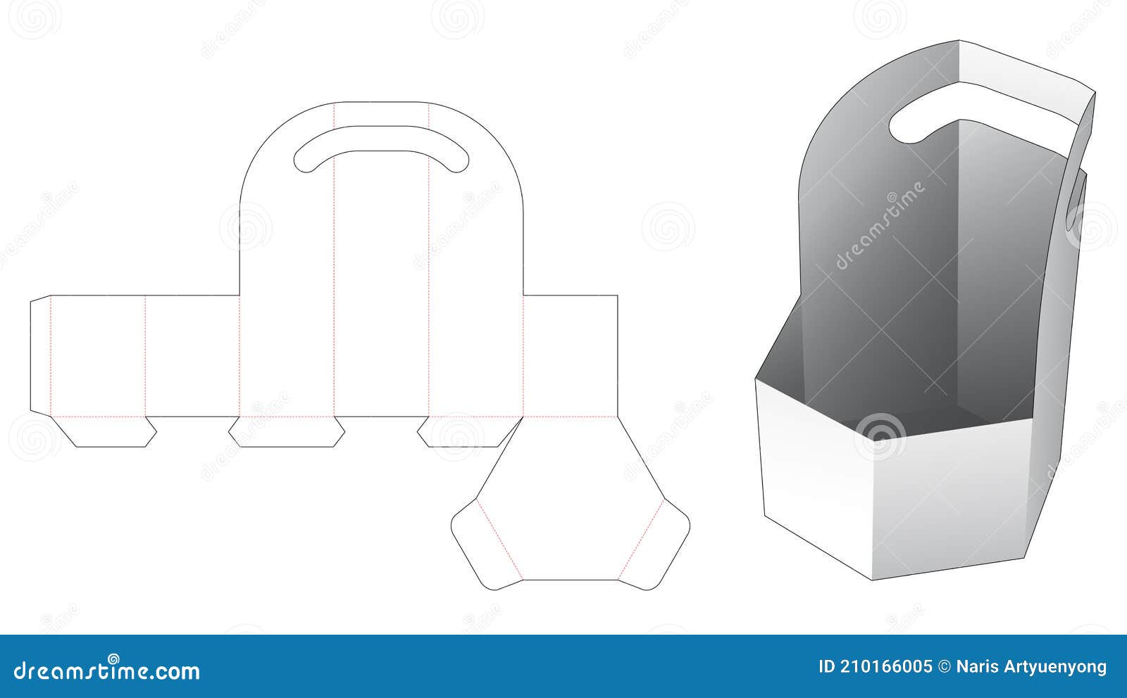 Hexagonal Snack Tray with Handle Die Cut Template Stock Vector ...