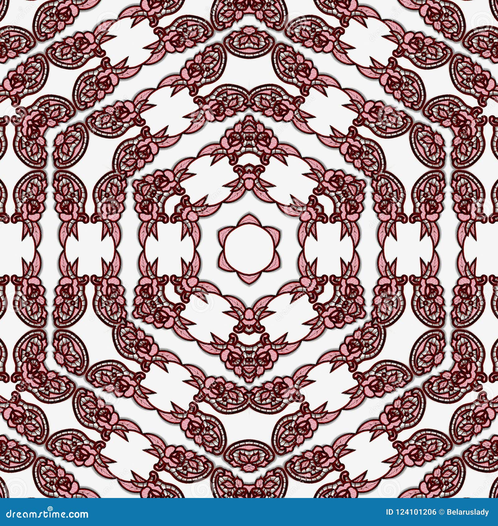 Hexagonal Snowflake Continuous Lace Pattern for Card Stock Illustration ...