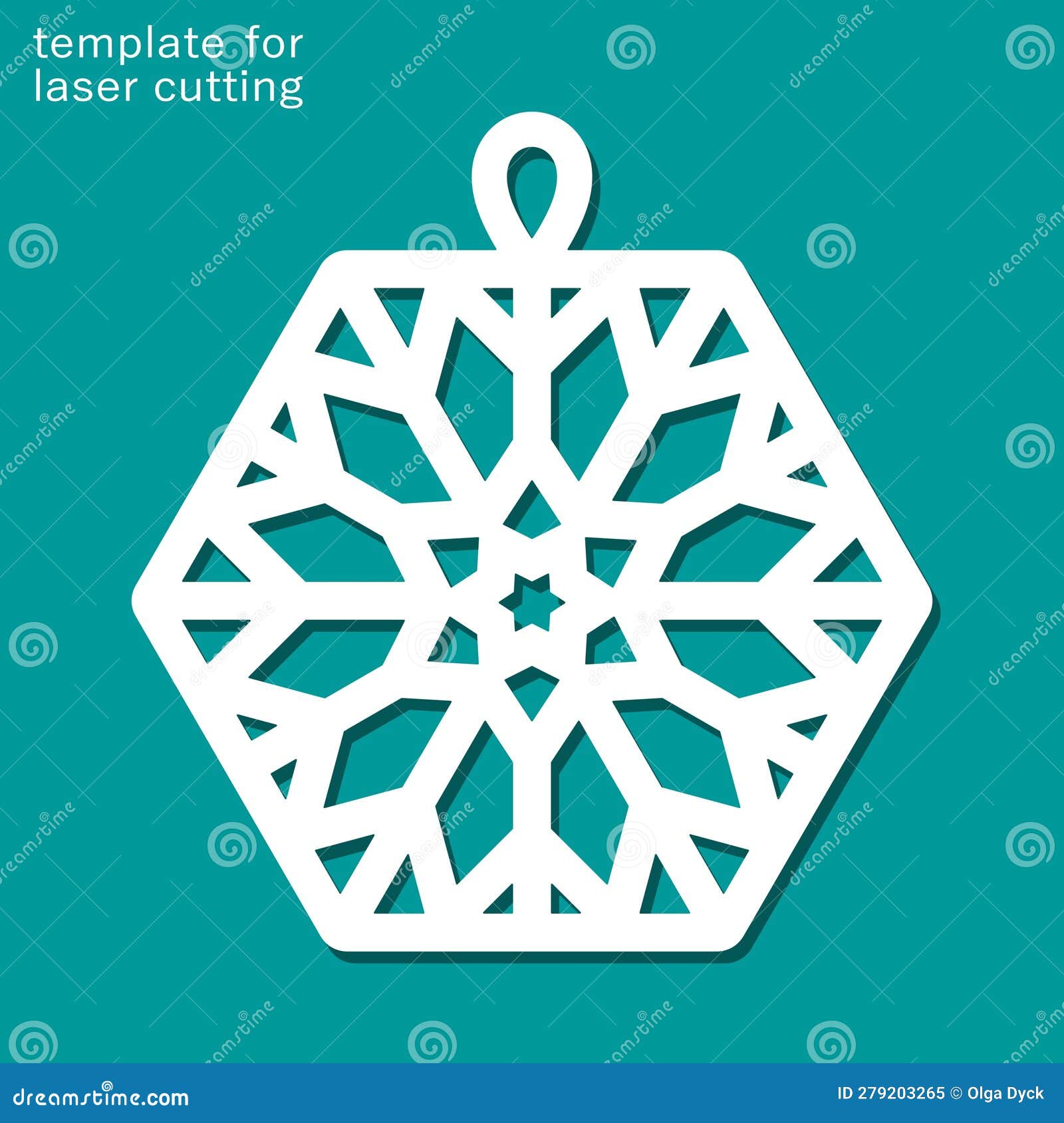 Hexagonal Snowflake Pendant. Stock Vector - Illustration of fretwork ...