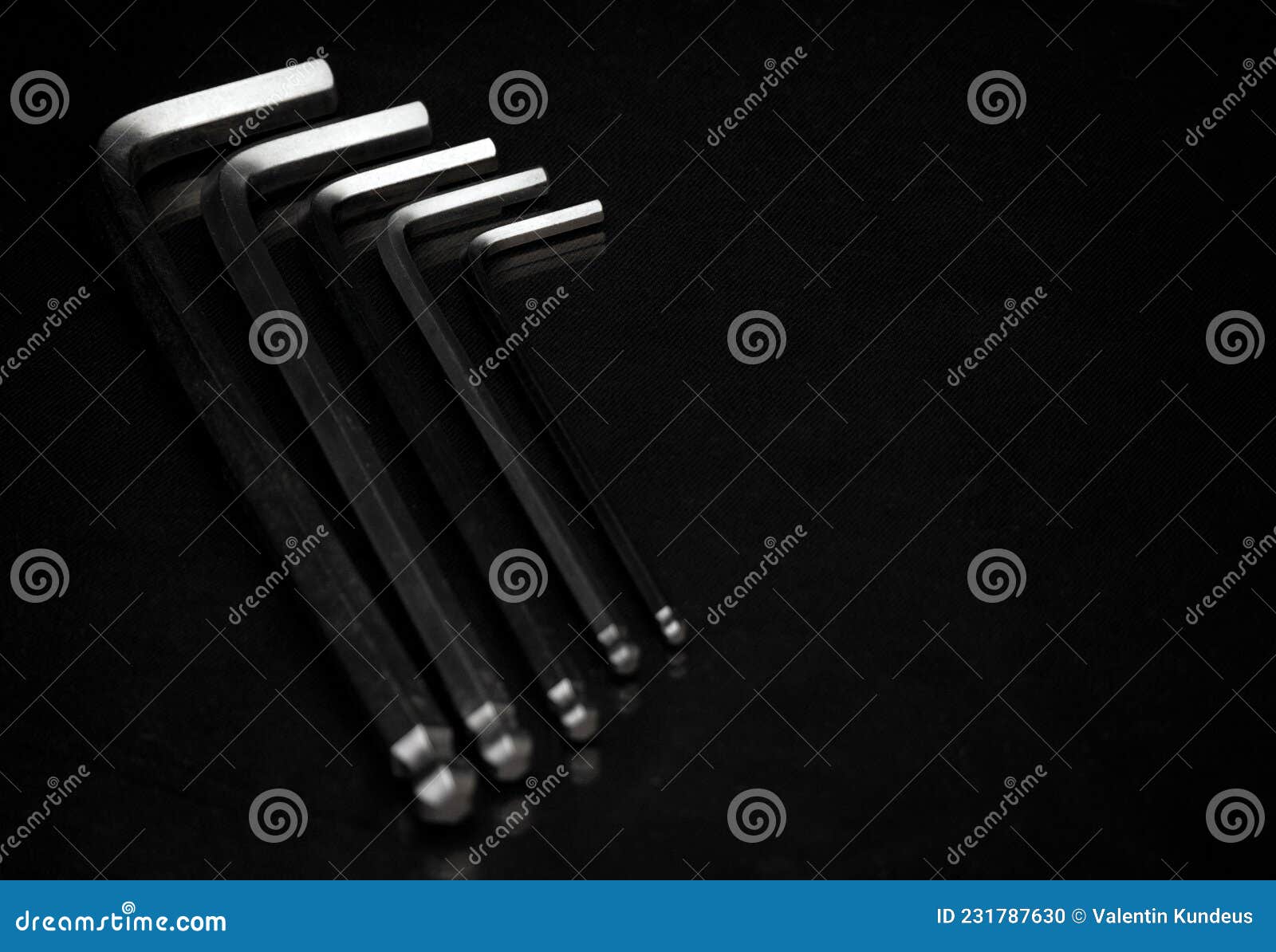Hexagonal Stainless Allen Keys on Black Background Stock Photo - Image ...