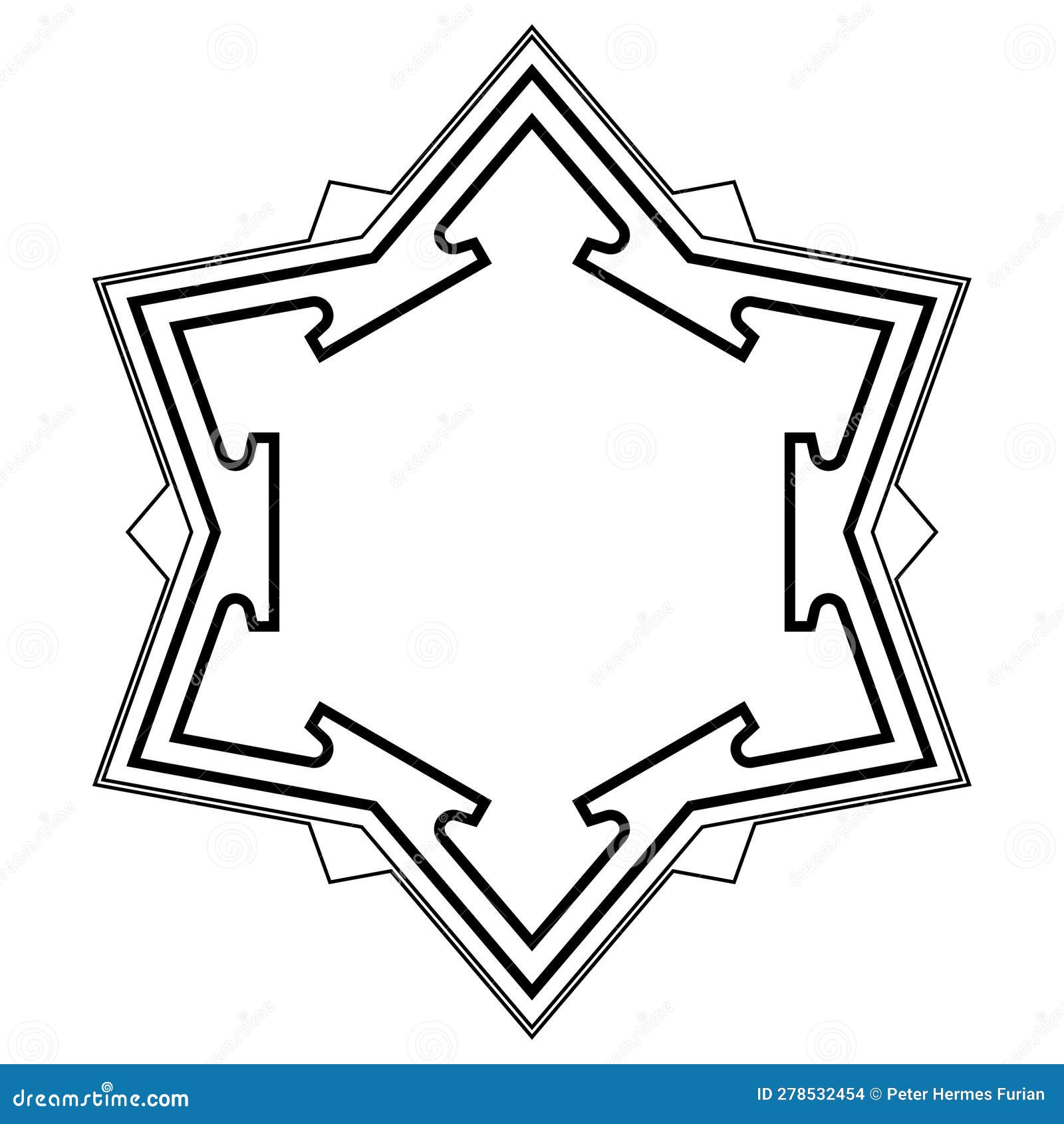Hexagonal Bastion Fort Pattern, Basic Structure of a Six Pointed Star ...