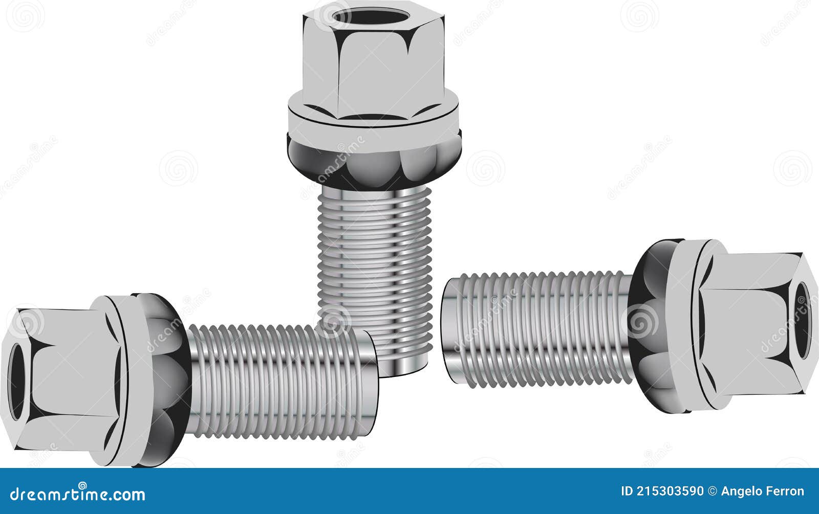 Hexagonal Bolt And Nuts Technical Drawing Vector Illustrations ...
