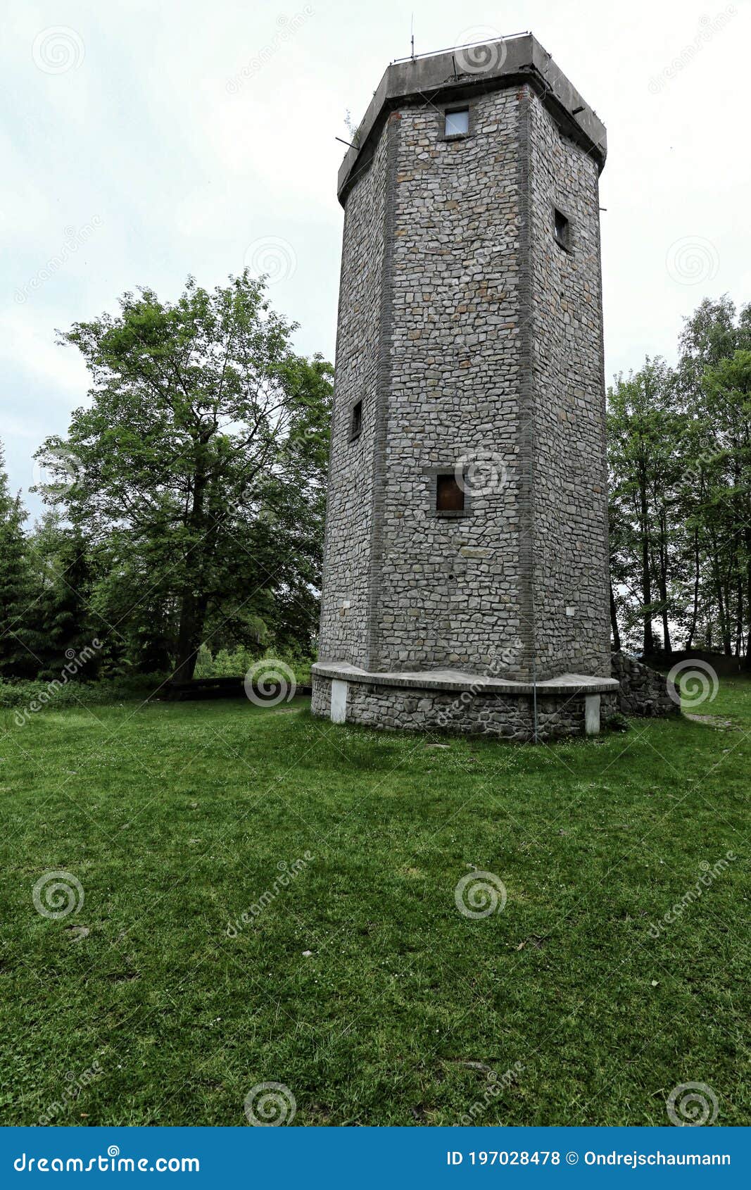 Hexagonal Stone Outlook Tower by Woods Stock Photo - Image of armor ...