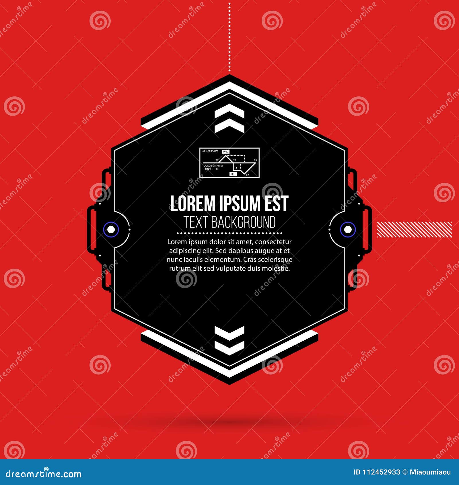 Hexagonal Text Background with Hi-tech Elements in Black and Red Techno ...