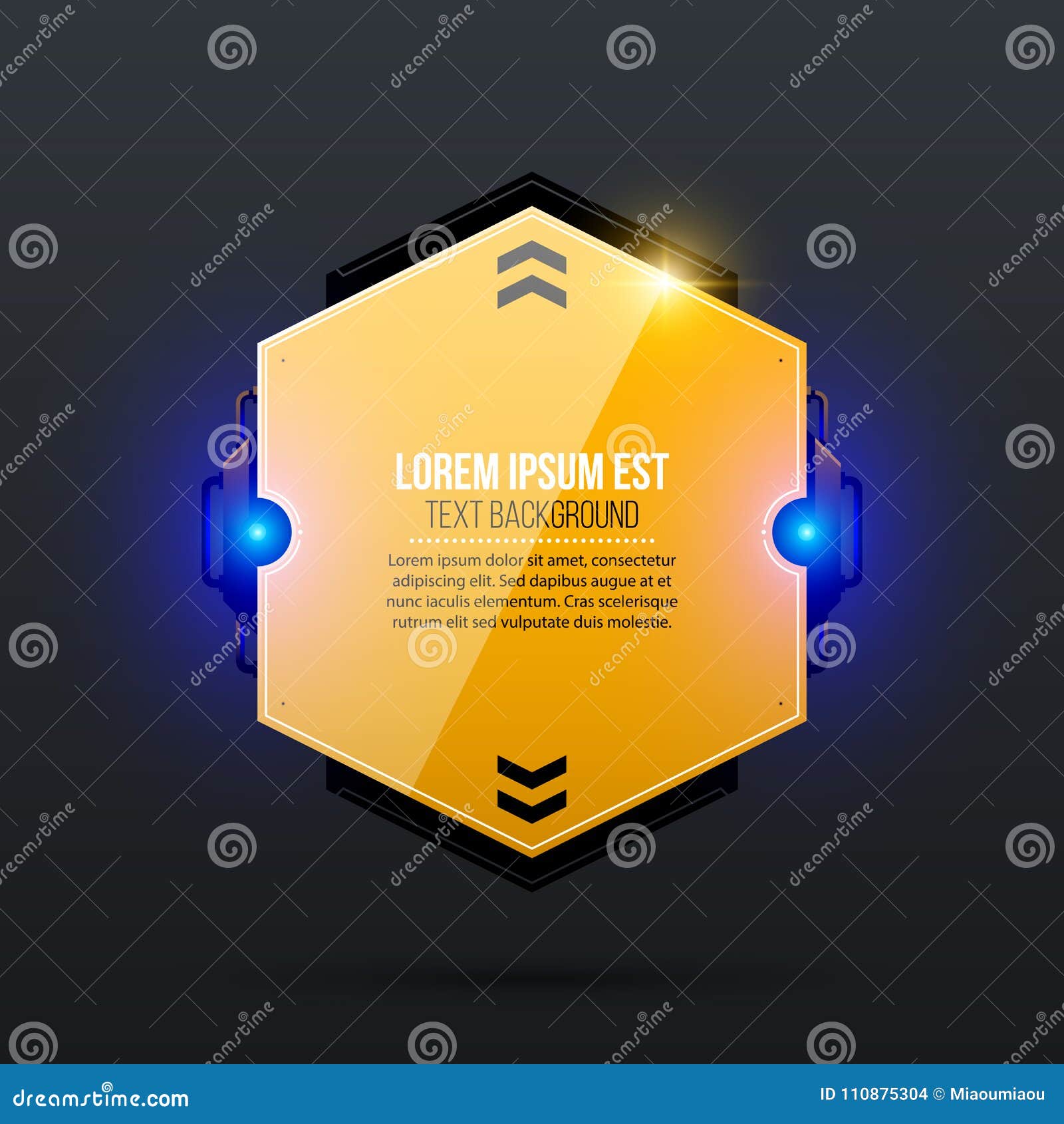 Hexagonal Text Background in Yellow Industrial Techno Style Stock ...
